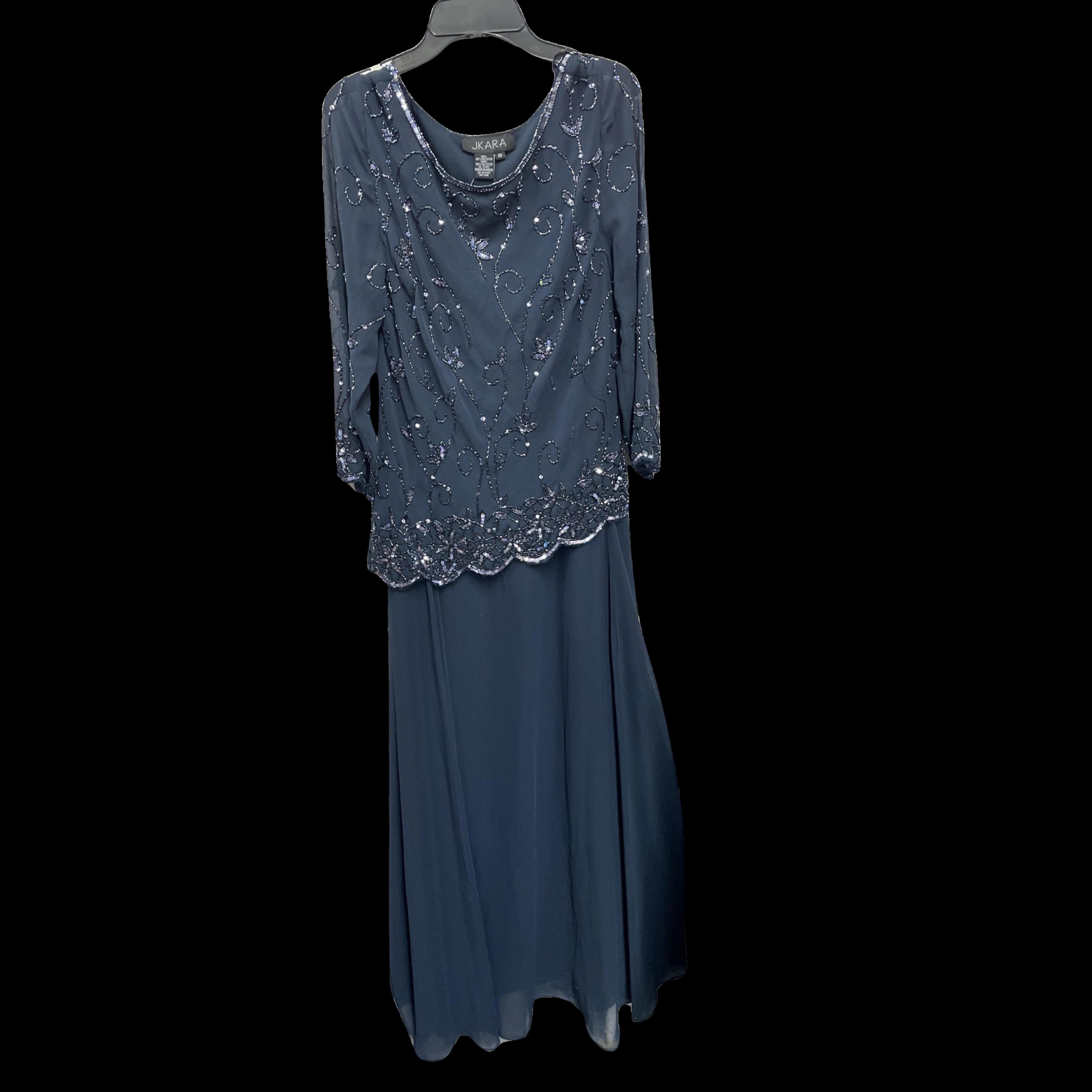 JKARA Navy Blue Beaded Evening Gown Size 10 Formal Dress - Walmart.com