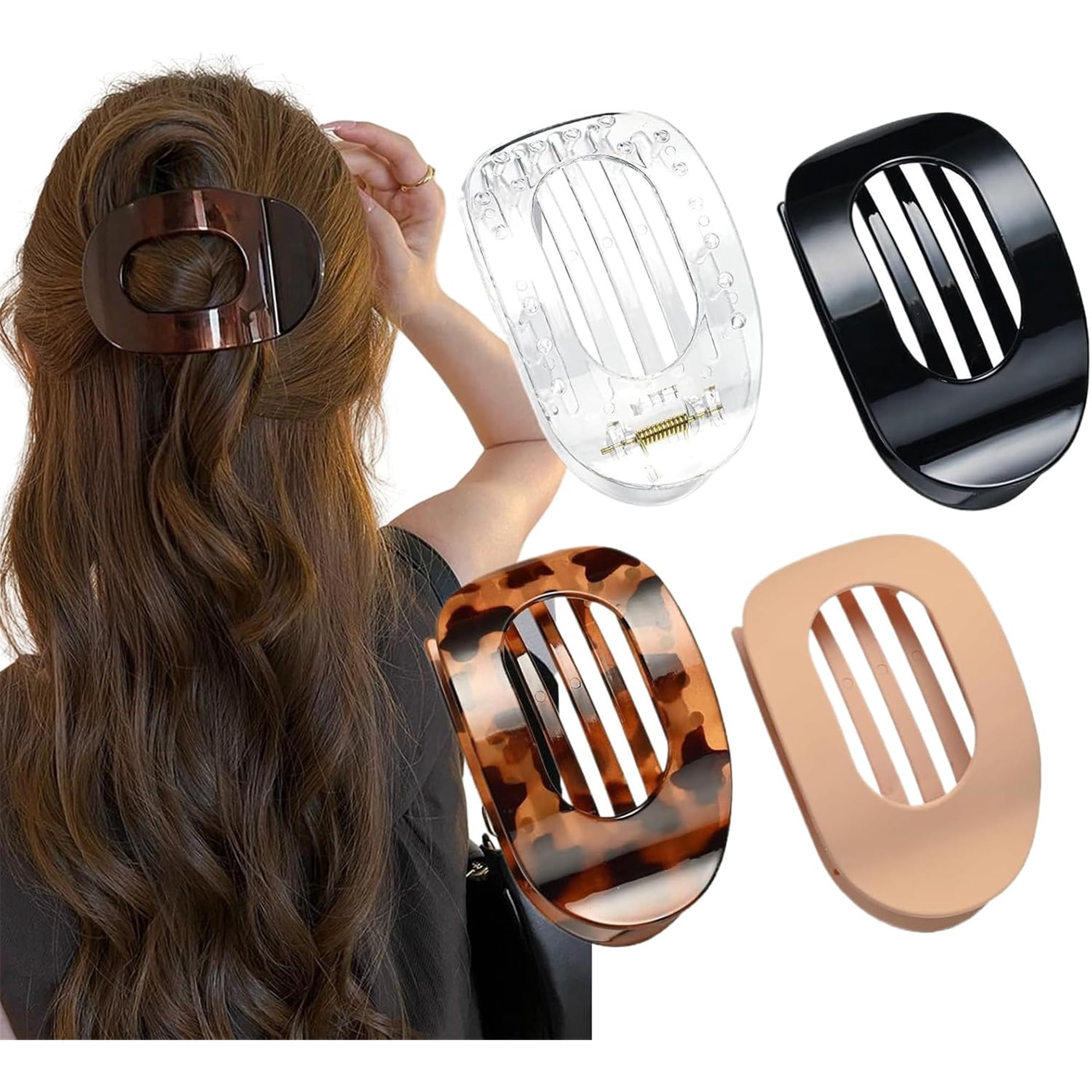 JKCCZLL 4-Pack Duckbill Hair Clips for Women,Flat Claw Design,Solid ...