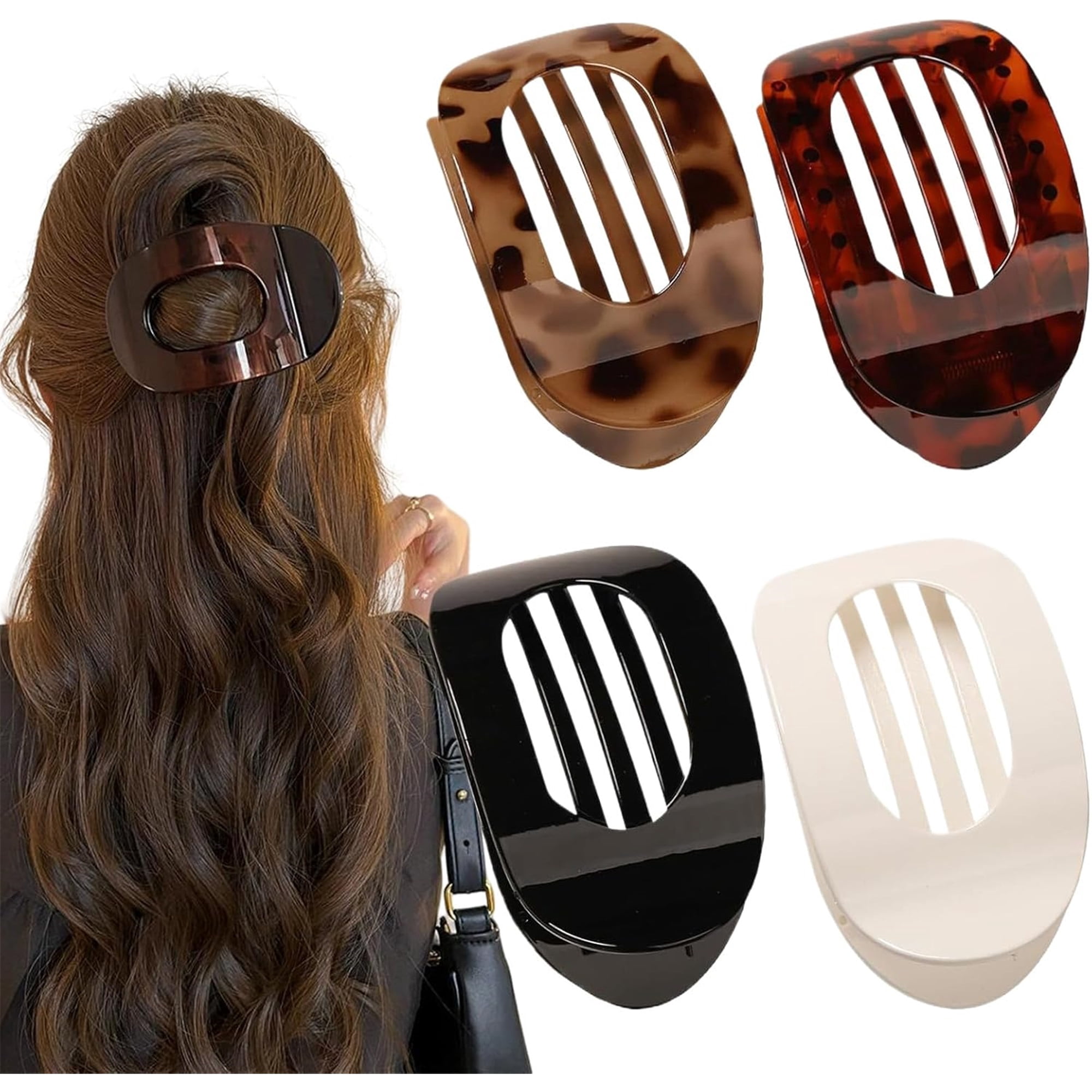 JKCCZLL 4-Pack Duckbill Hair Clips for Women,Flat Claw Design,Solid ...