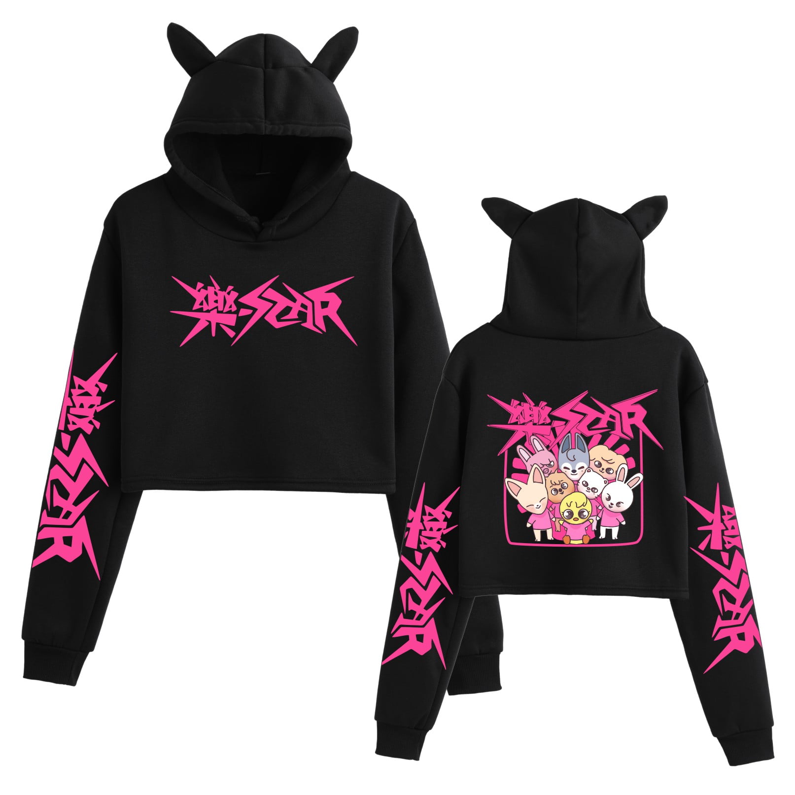 JKCIYHNEEOHP Stray Kids Merch MANIAC Hooded Cat Ears Cute Pullover Top ...