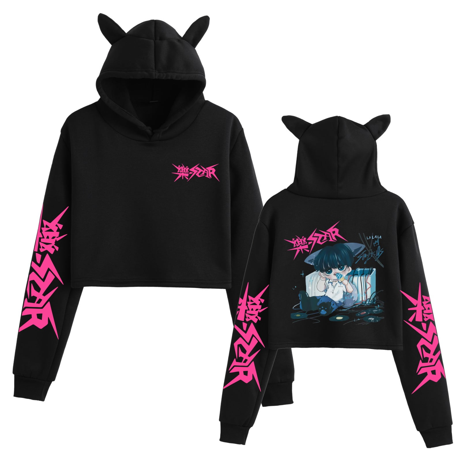 JKCIYHNEEOHP Stray Kids Merch MANIAC Hooded Cat Ears Cute Pullover Top ...