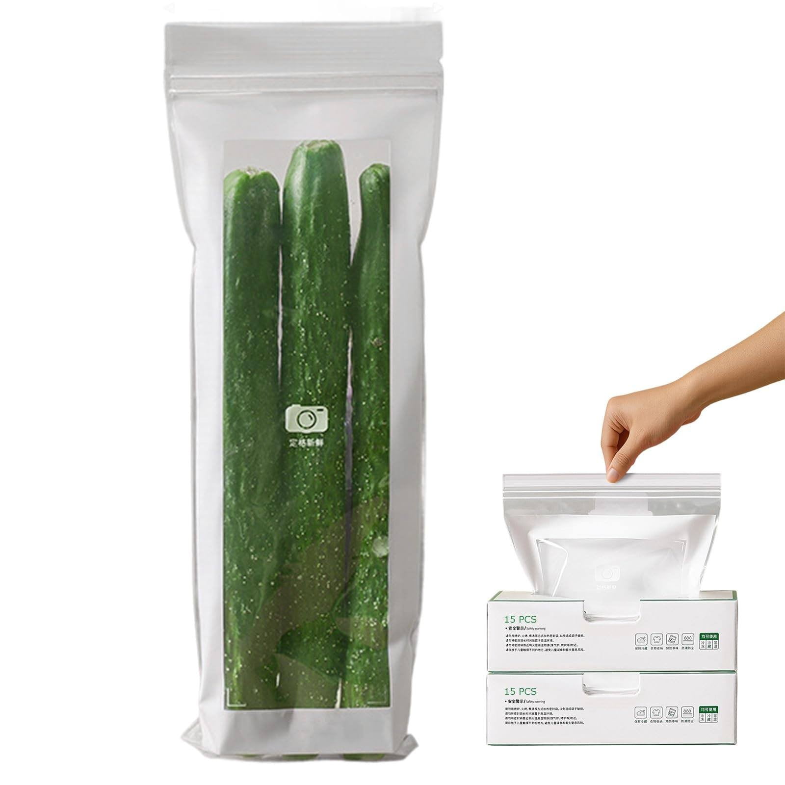 JKLOP 13" Long Freezer Bags Double Seal Reusable Produce Bag Easy Open ...