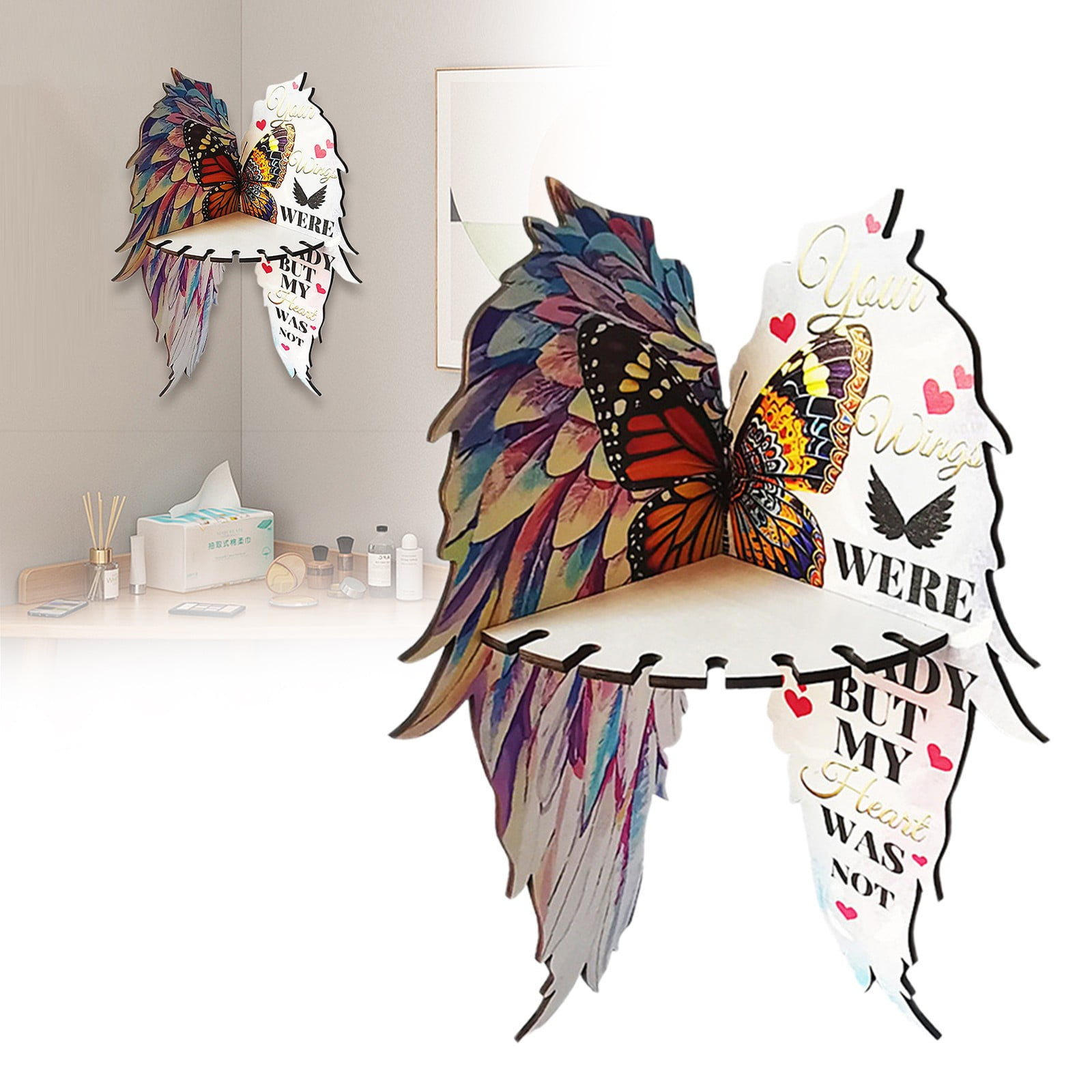 JKLOP Corner Shelves Wall Mounted Angel Wooden Floating Corner Shelves ...