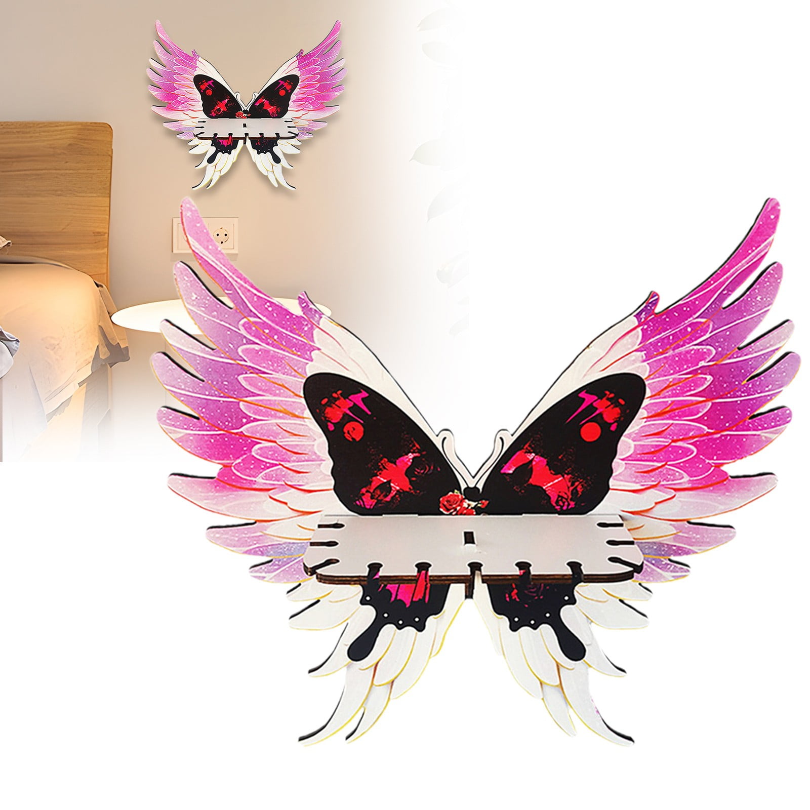 JKLOP Corner Shelves Wall Mounted Angel Wooden Floating Corner Shelves ...