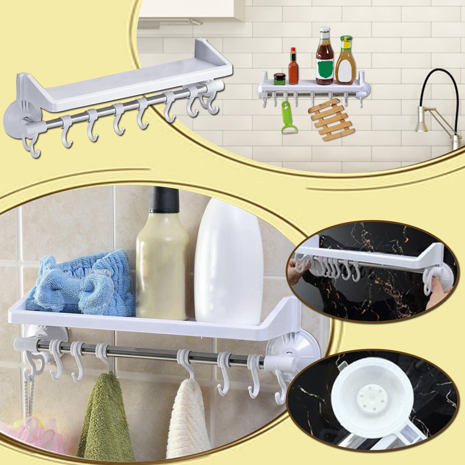JKLOP Cup Bathroom Suction Shelf Toilet Strong Rack Wall-mounted ...