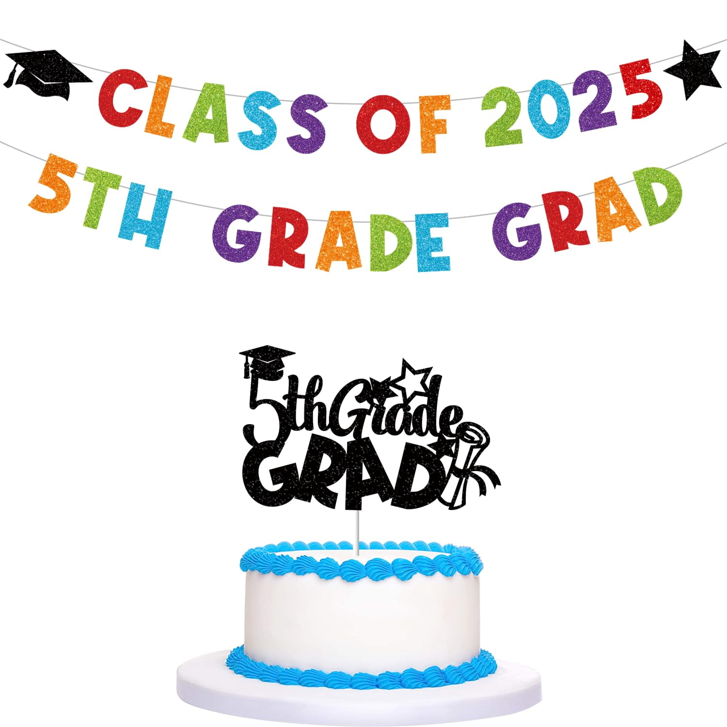 JKQ Colorful Glitter Class of 2025 FSH1 5th Grade Banner and 5th Grade ...