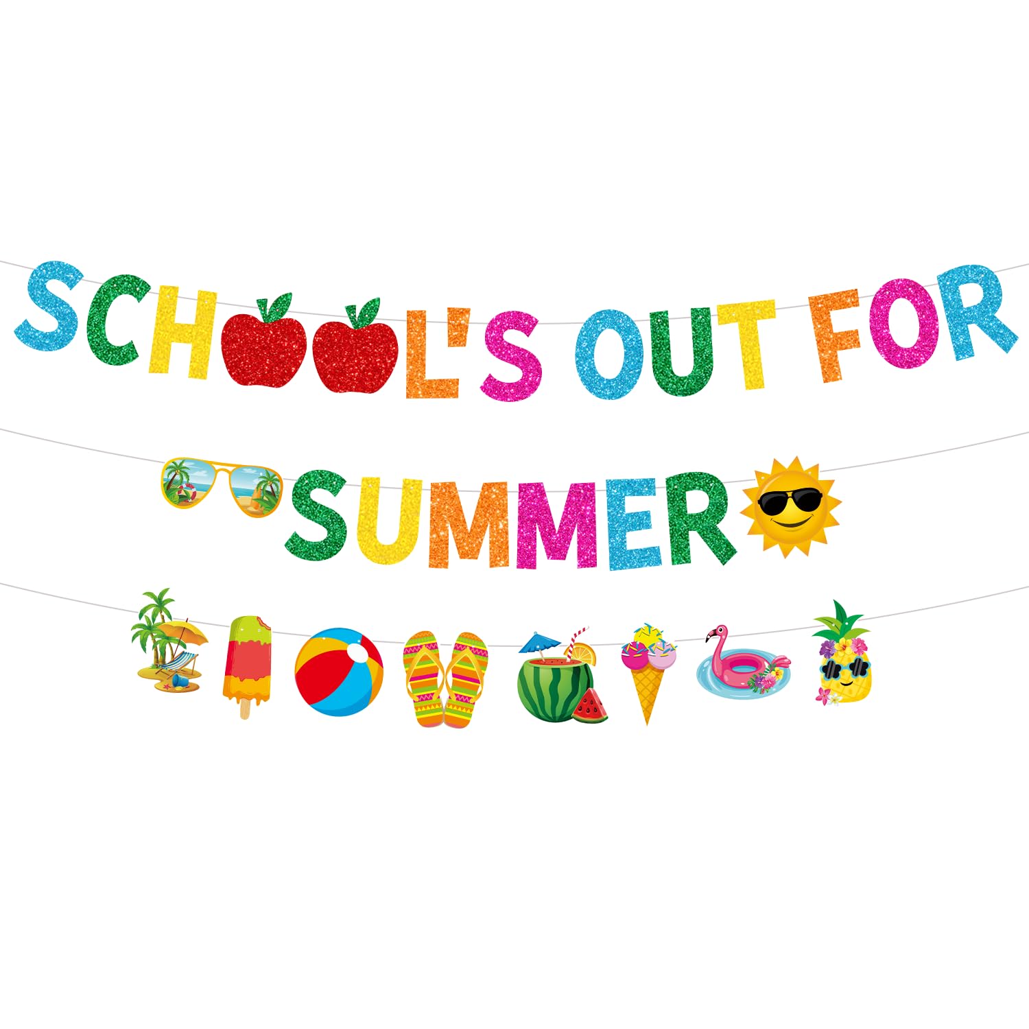 JKQ Glitter School’s out IFF17 for Summer Banner and Colorful Glittery ...