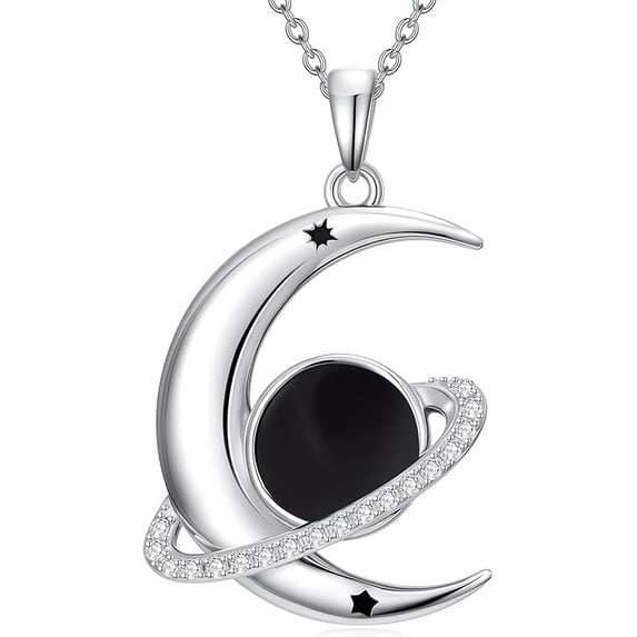JKR Moon and Planet Necklace Sterling Silver Gemstone Necklace for ...
