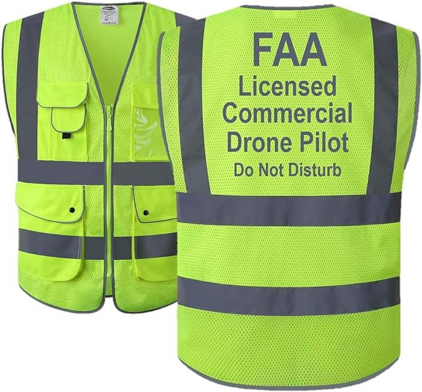 JKSafety 9 Pockets Class 2 High Visibility Zipper Front FAA Drone Pilot ...
