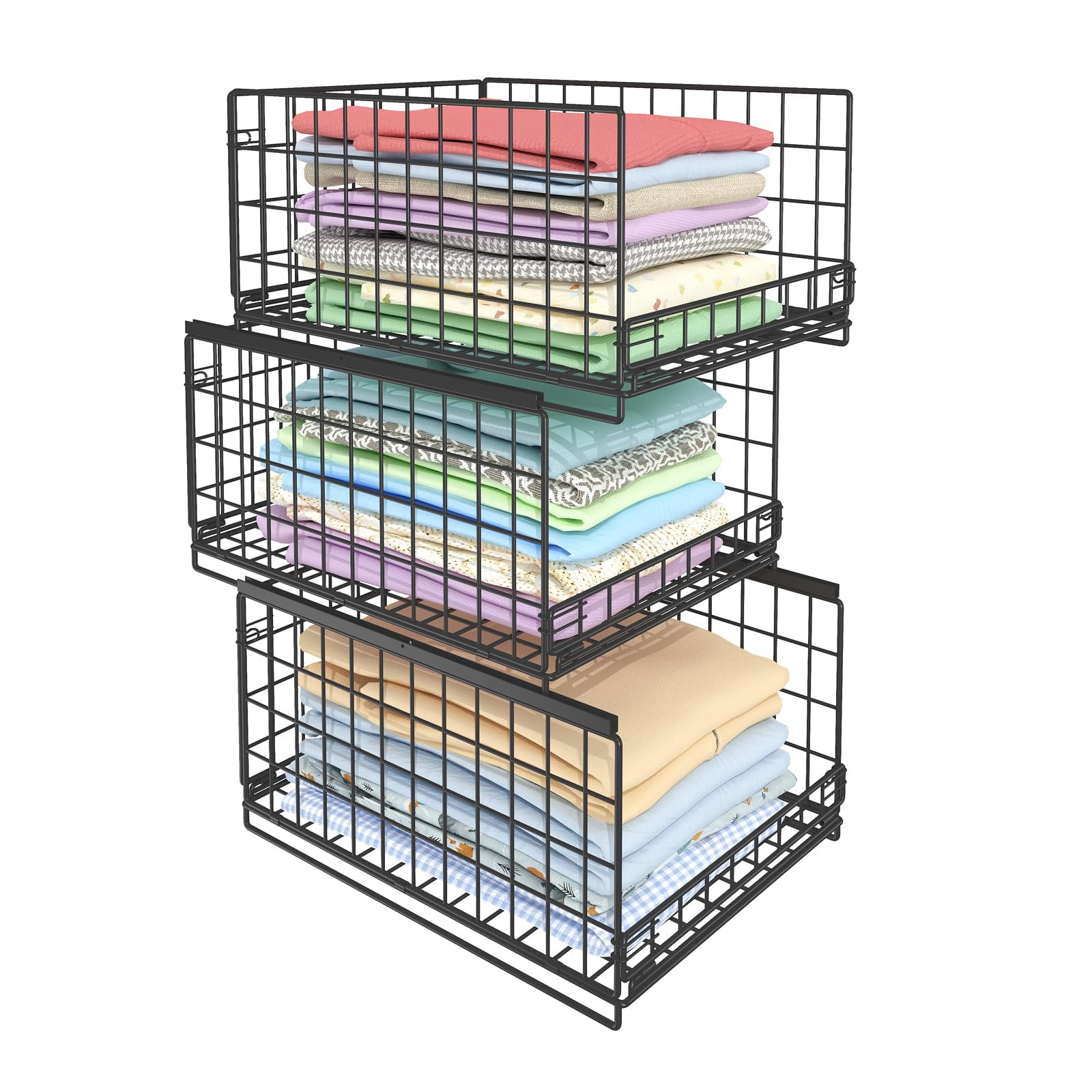 Closet Shelves VANCORE Stackable Shelf Baskets Organizer Folding ...