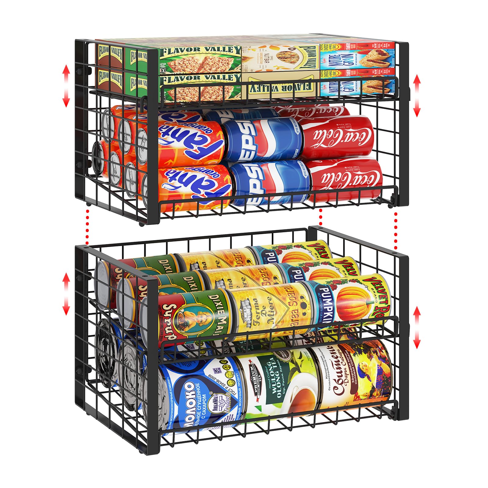 JKsmart Stackable Can Rack Organizer for Pantry 9" H, Adjustable Can ...