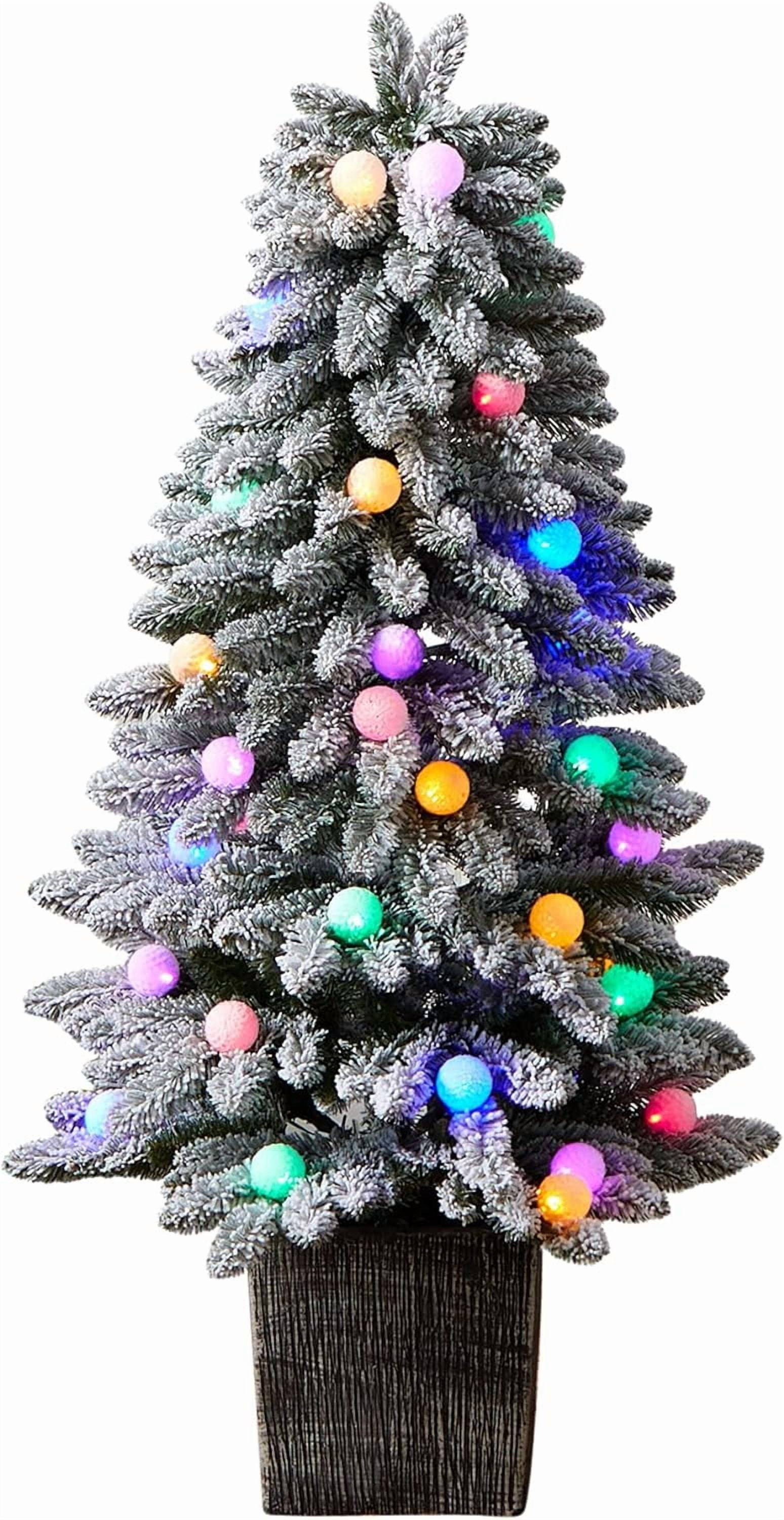 JL 4ft. Winter Flocked Pre-Lit Artificial Christmas Tree with 40 LED ...