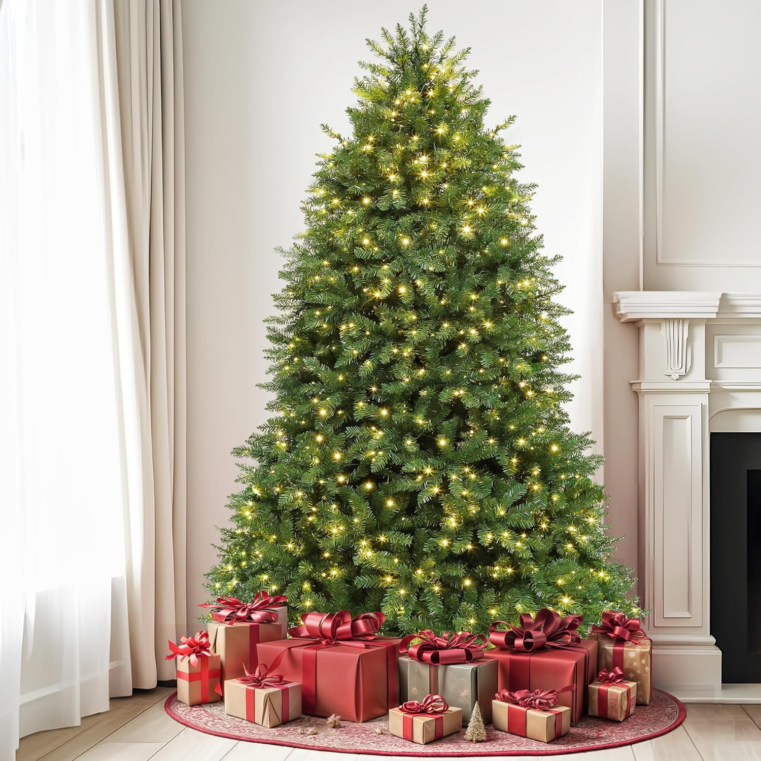 JL 6ft Pre-Lit Christmas Tree, Bell-Shaped Artificial Pine Christmas ...