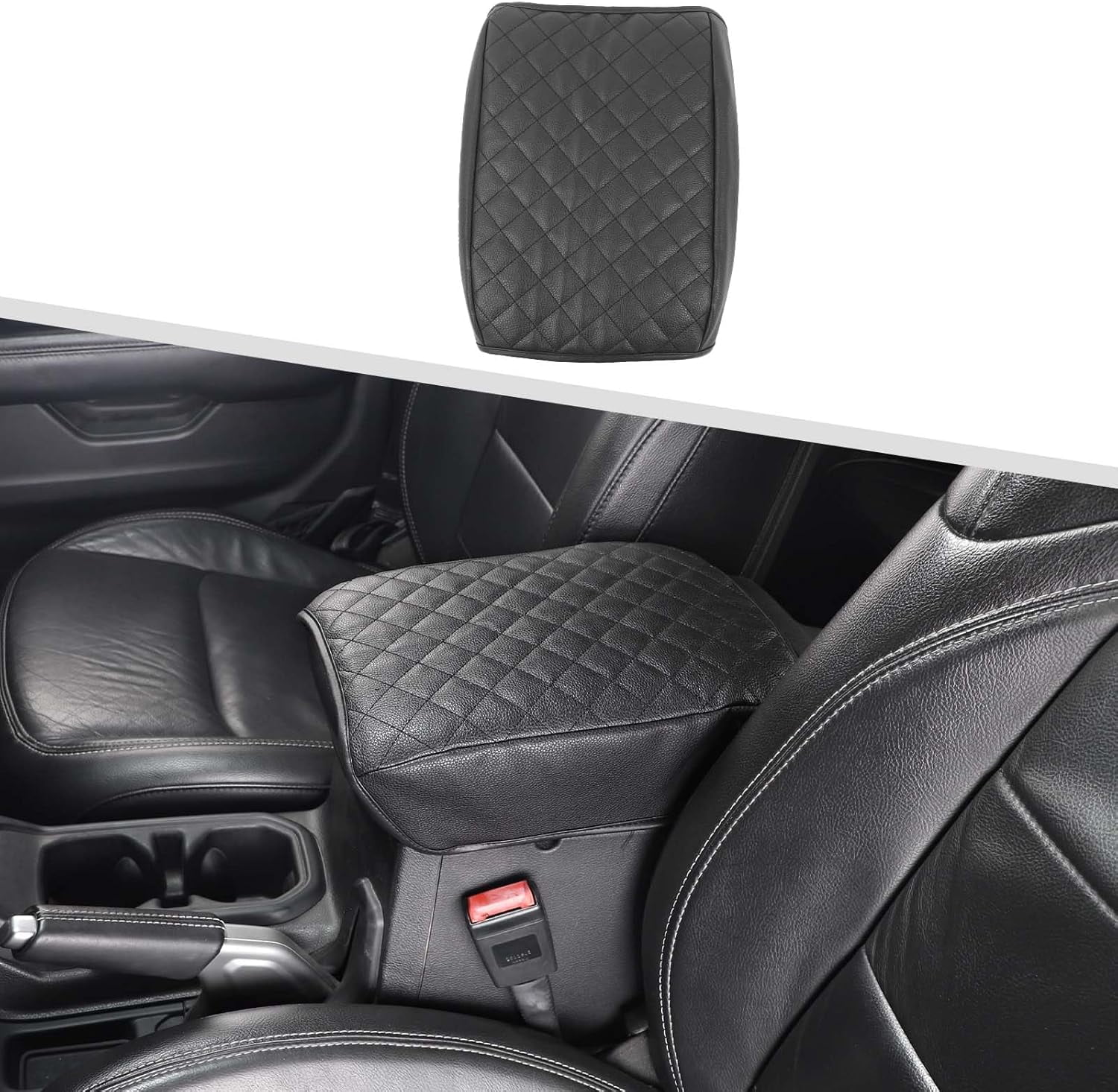 for JL Armrest Cover, Leather Auto Center Console Cover Arm Rest ...