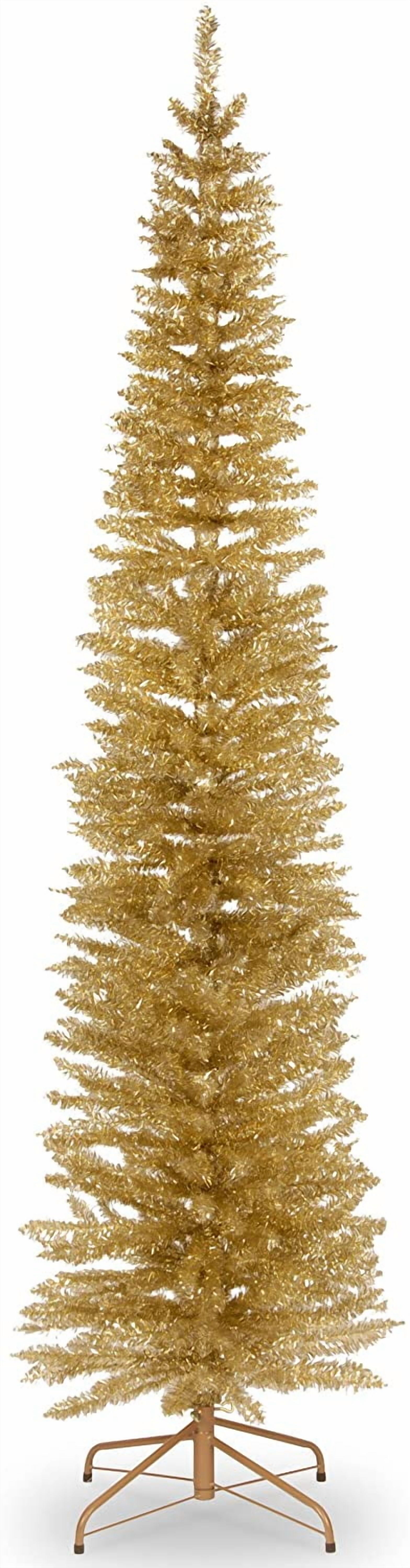 JL Artificial Christmas Tree, Champagne Gold Tinsel, Includes Stand, 7 ...