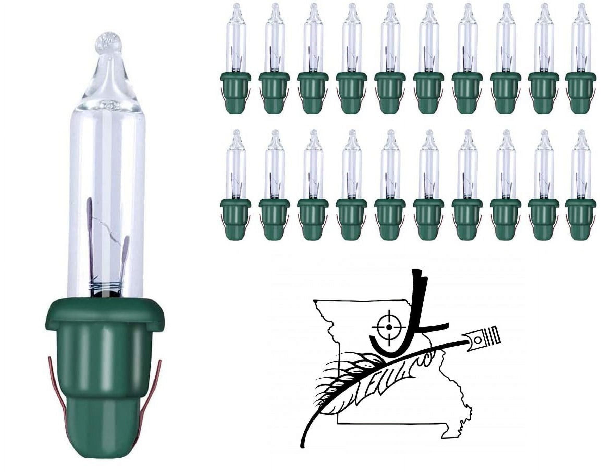 JL Missouri Parts 20x Clear Glass Mini Bulbs, 2.5V, .425W, Green Base ...