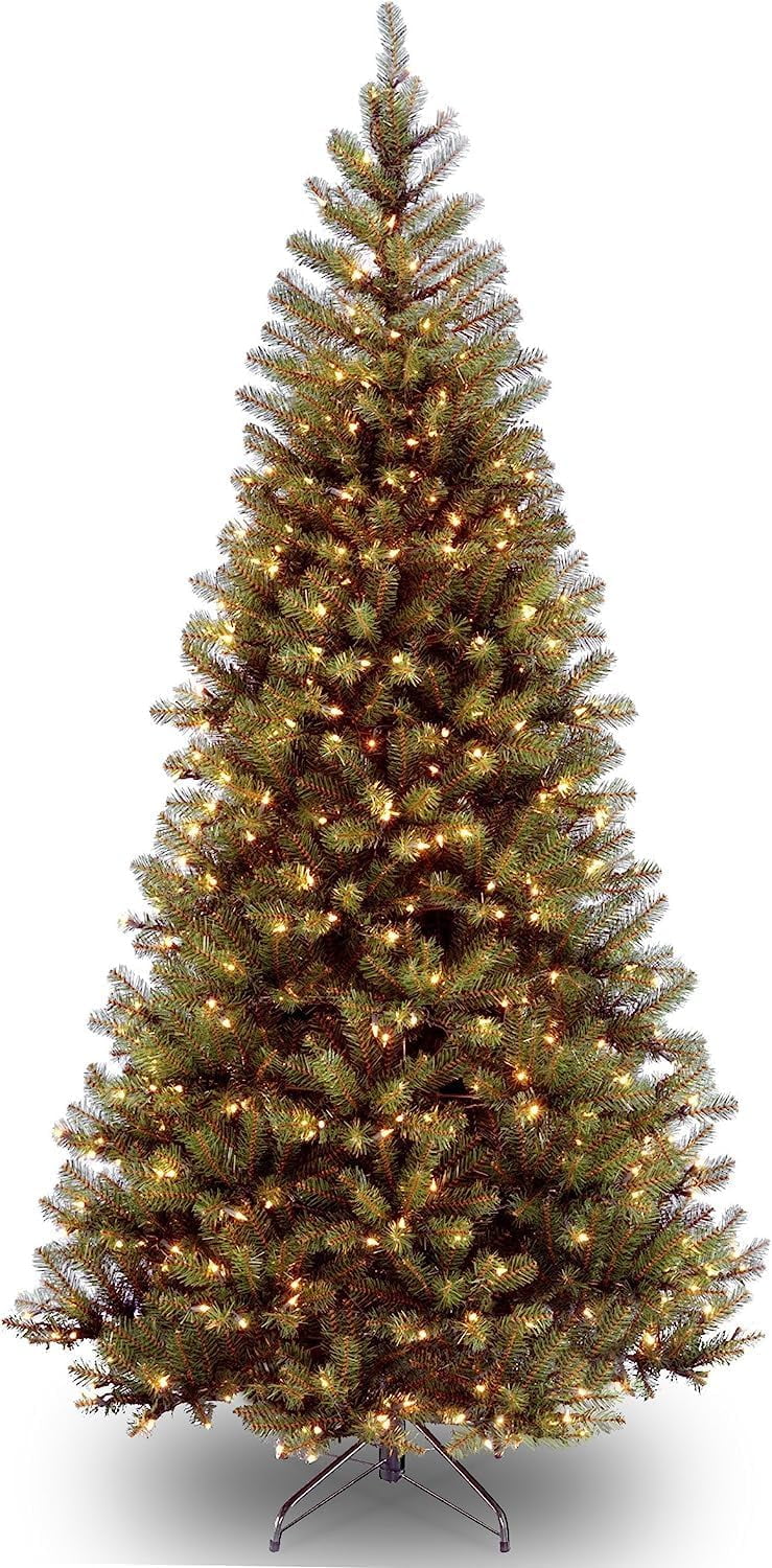 JL Pre-Lit Artificial Slim Christmas Tree, Green, Aspen Spruce, White ...