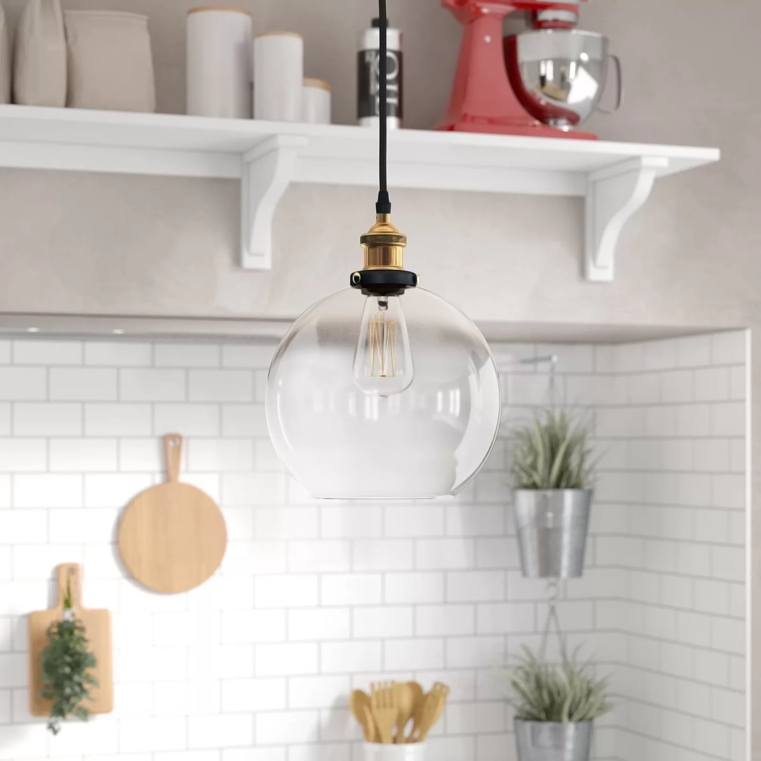 JL Styles Inc Clear Glass Globe 1-Light Pendant - Walmart.com