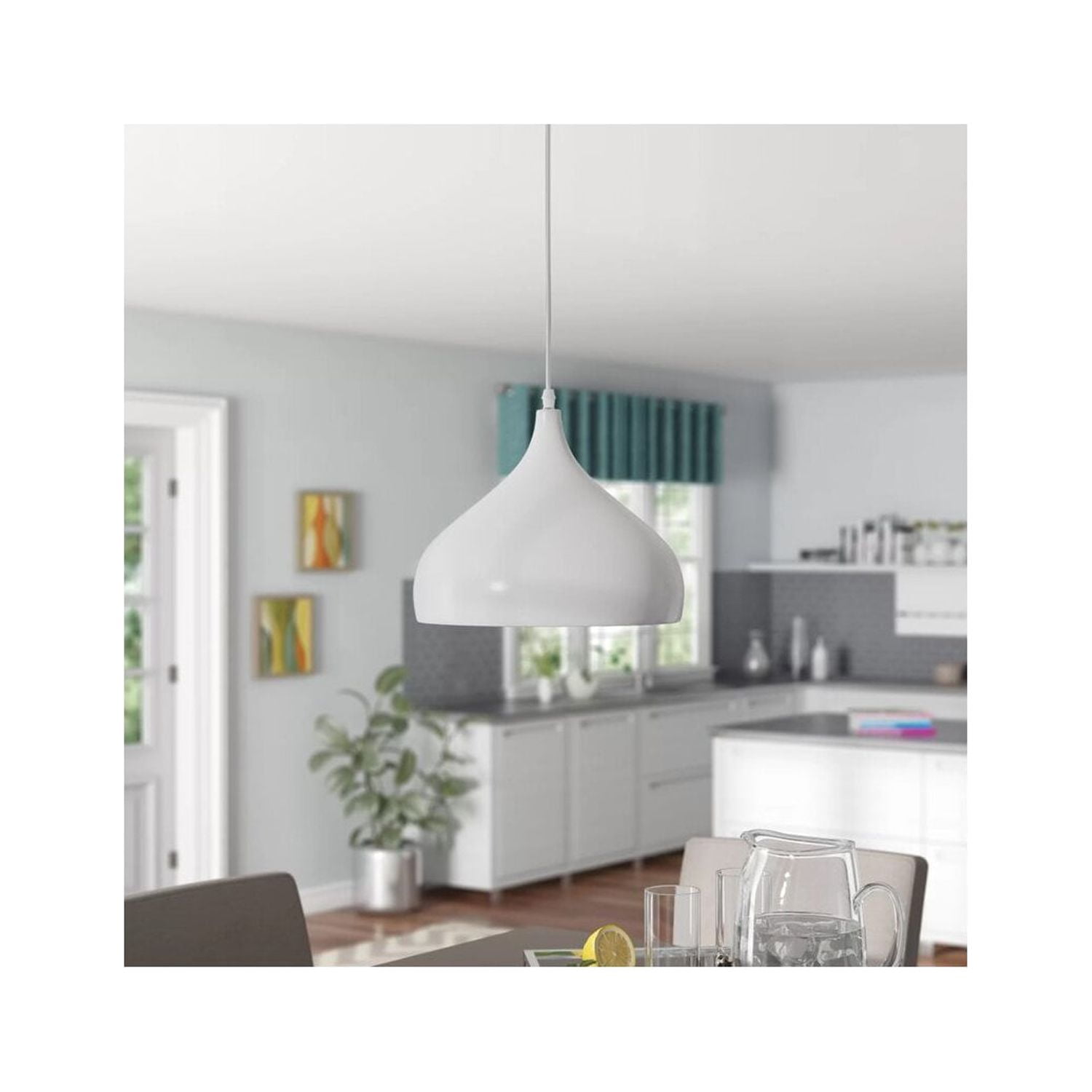 JL Styles Inc. Modern 1-light Pendant Light White - Walmart.com