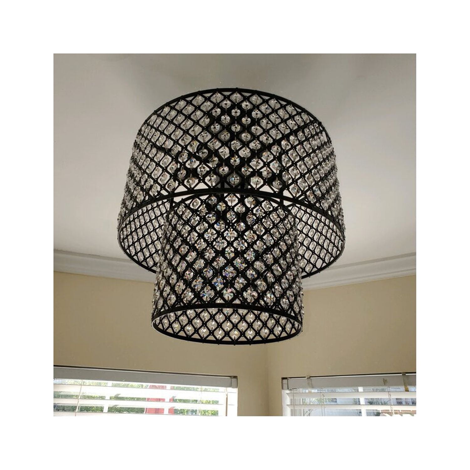 JL Styles Inc Modern Black Finish 8-light Crystal Pendant Chandelier ...