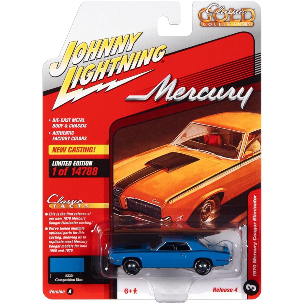 1970 MERCURY COUGAR ELIMINATOR (GRABBER BLUE) 1/64 Johnny Lightning ...