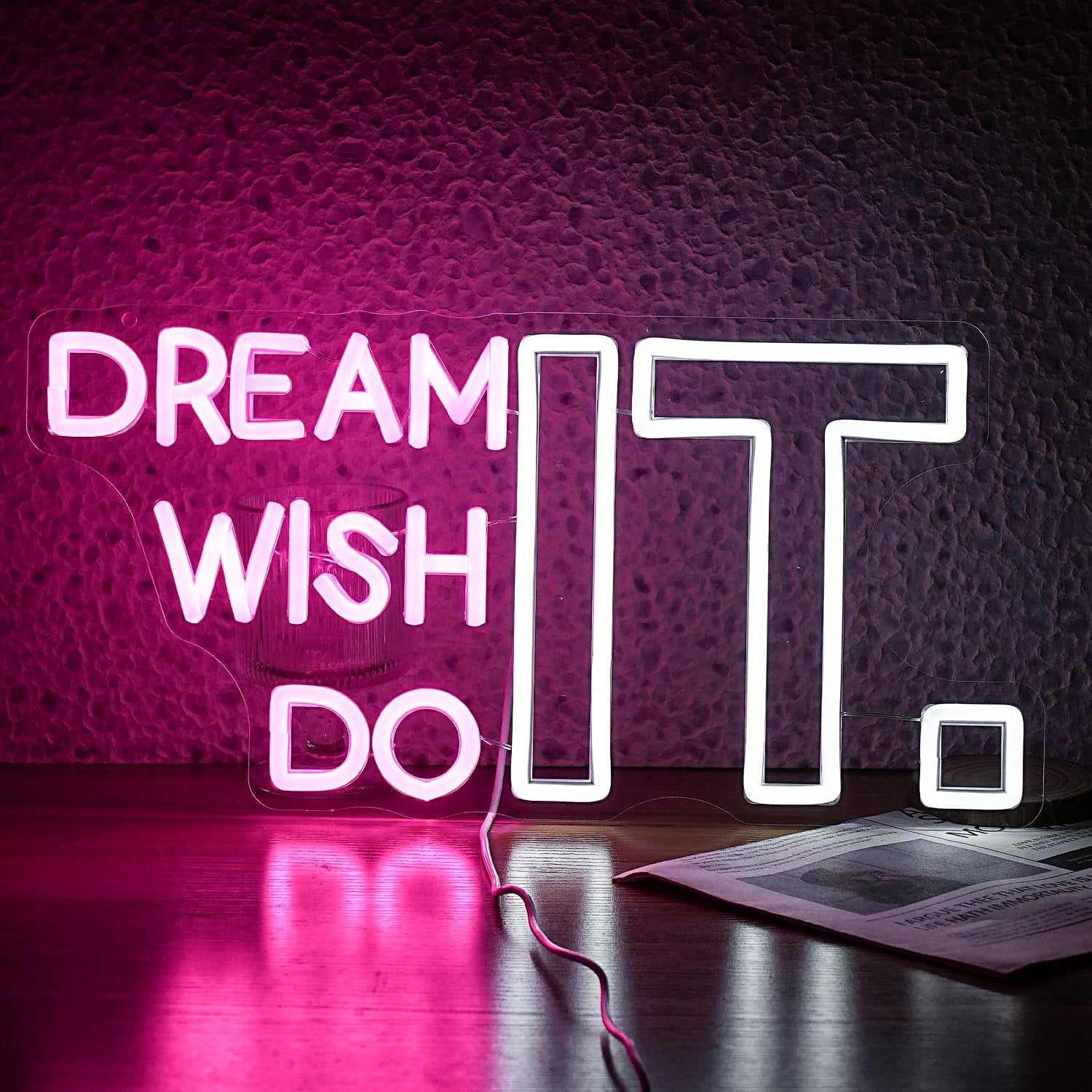 JLEWUINH Dream It Wish It Do It Neon Sign Dimmable Letters Neon Light ...