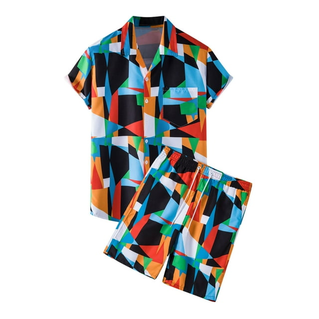 Jlfkng Fashion Mens 2pcs Outfits Summer Short Sleeve T Shirts And