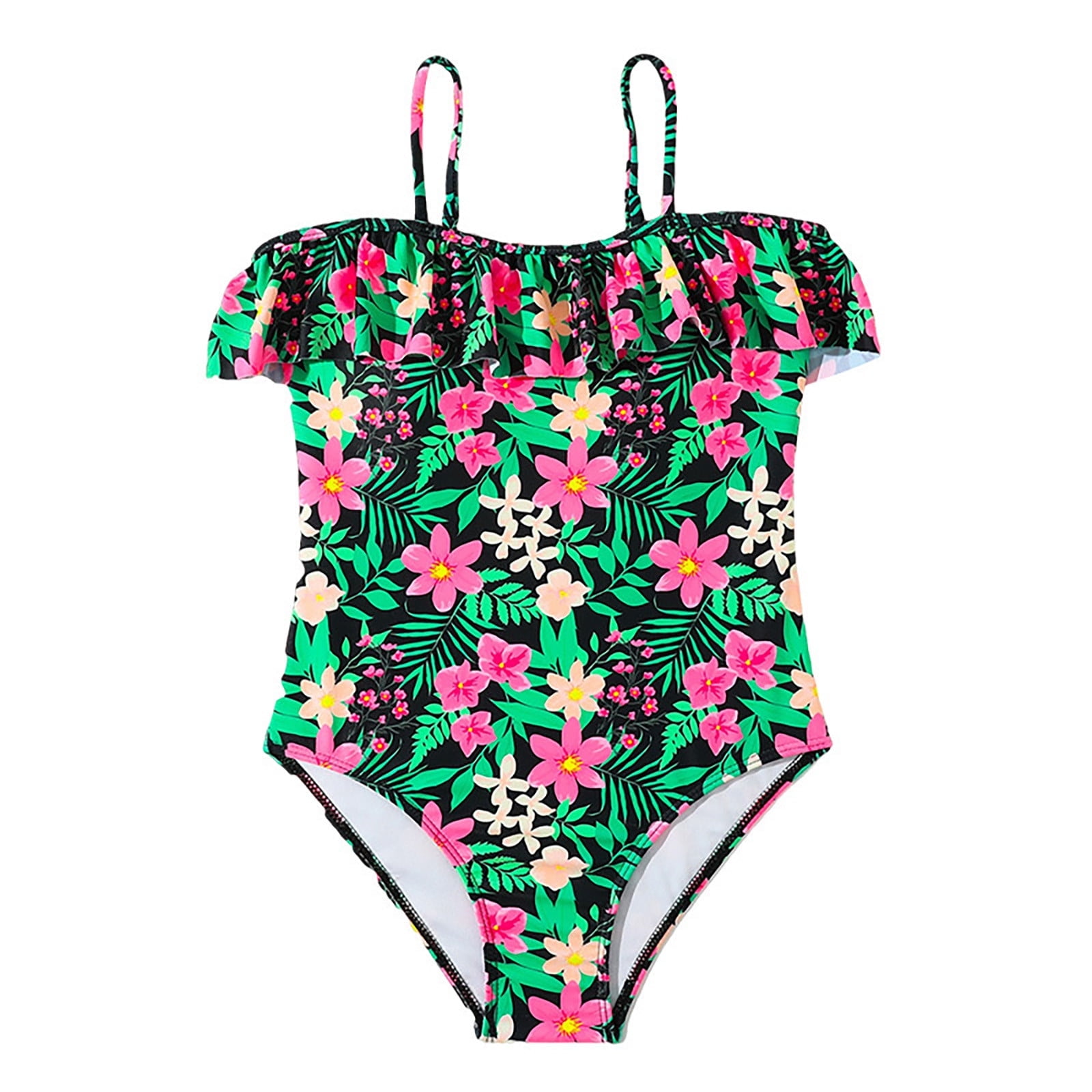 JLFKNG Girls Swimsuit Two Piece Fashion Floral Printed Bathing Suit ...