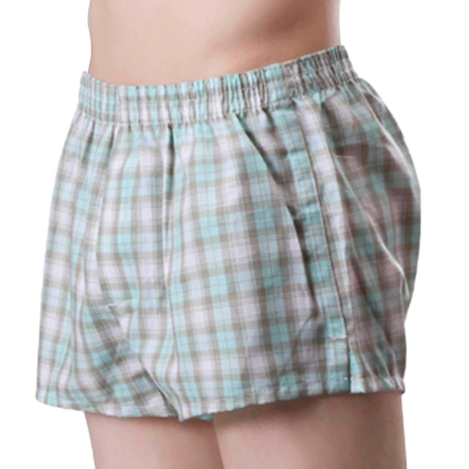 JLFKNG Mens Boxer Briefs Oversized Plaid Boxer Briefs Breathable Loose ...