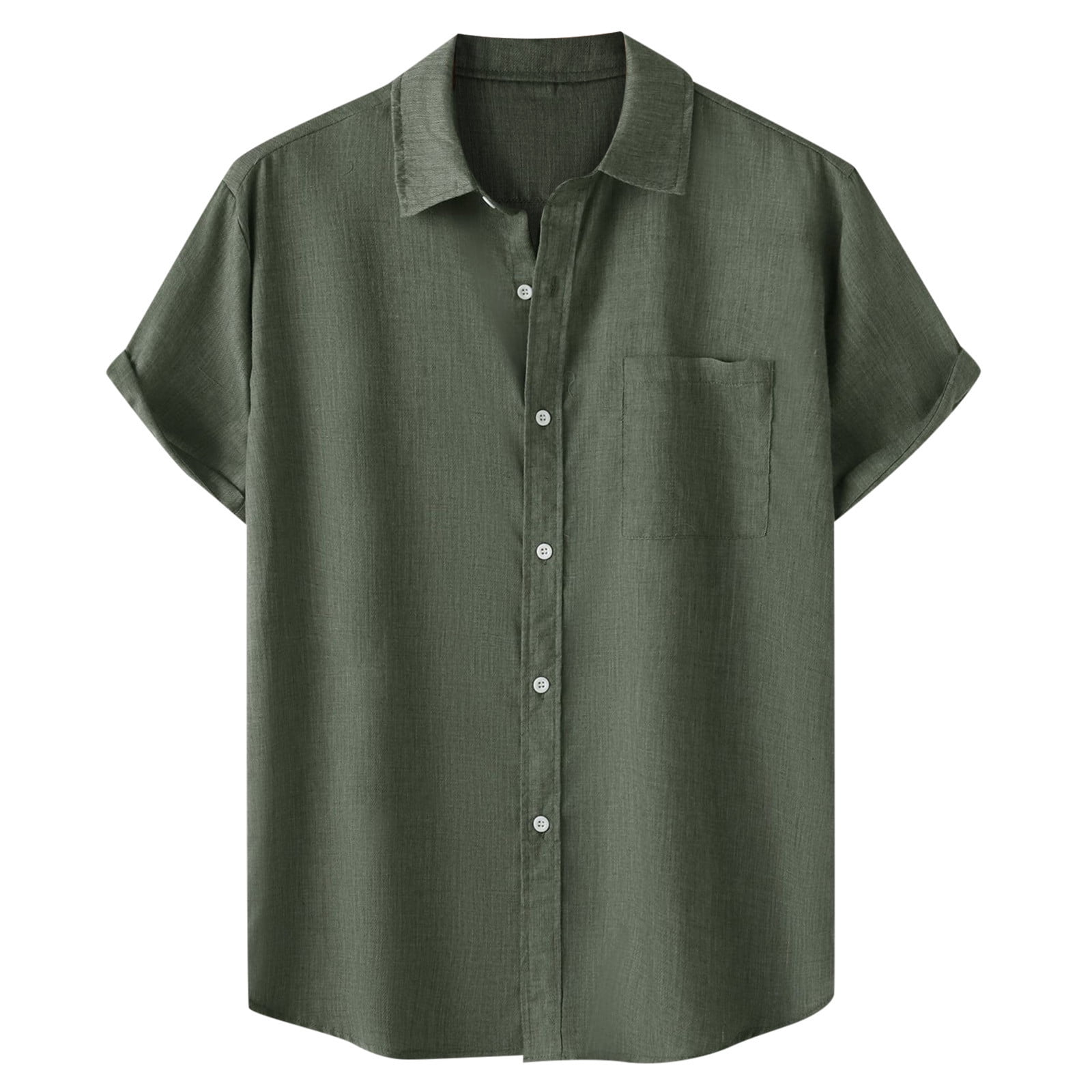 JLFKNG Mens Shirts Solid Color Shirts Casual Buttons Down Short Sleeve ...