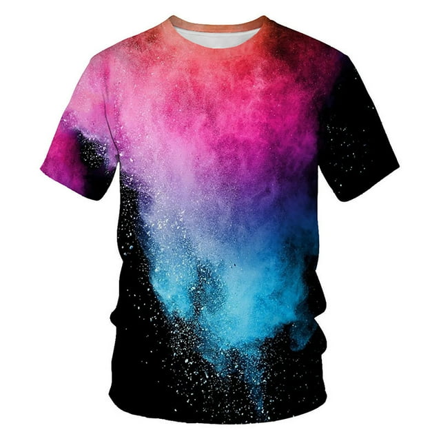 JLFKNG Summer Mens Cool T Shirt Fashion Color Printed Tee Shirts Round ...