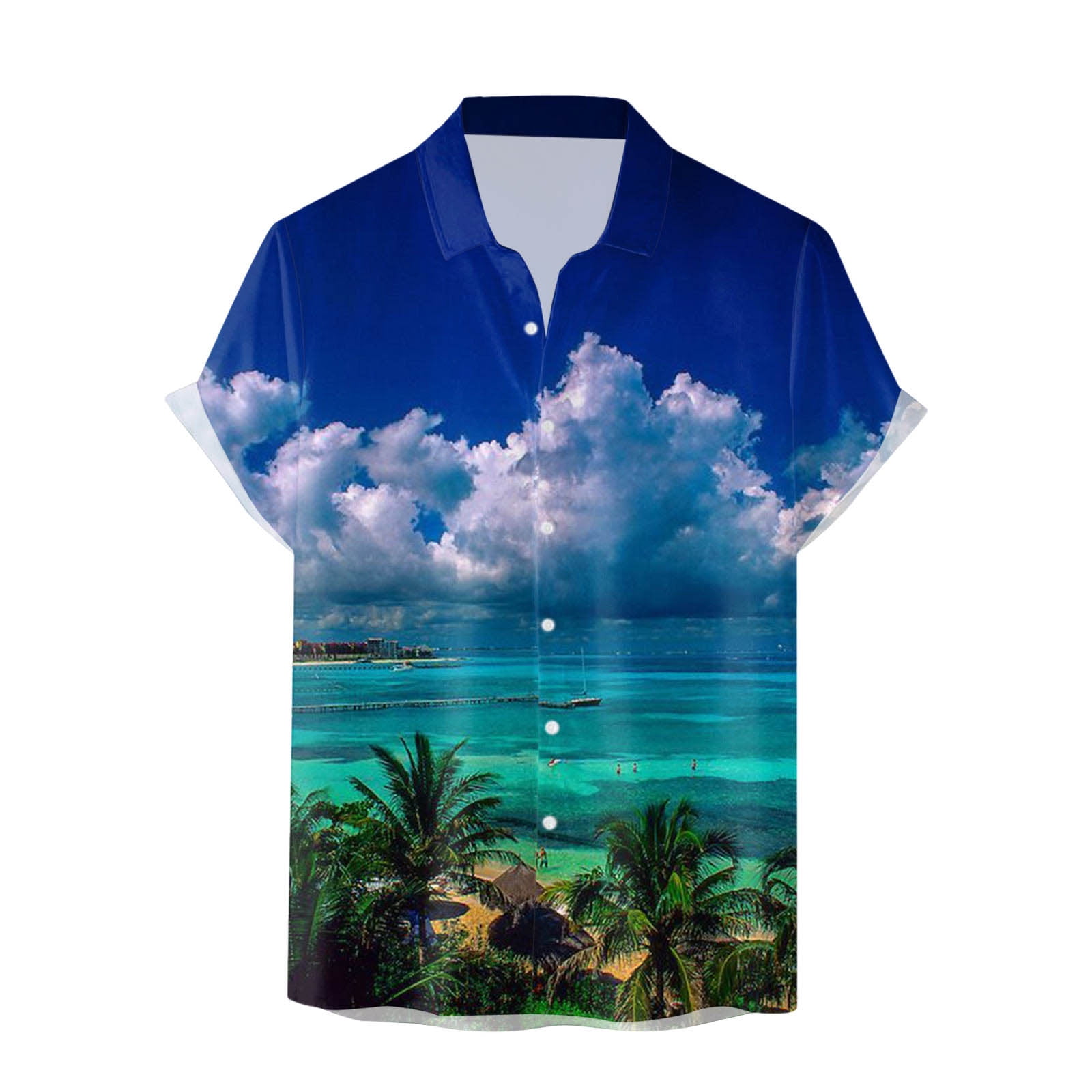 Jlfkng Summer Shirts Short Sleeve Shirts For Men Casual Coconut Tree