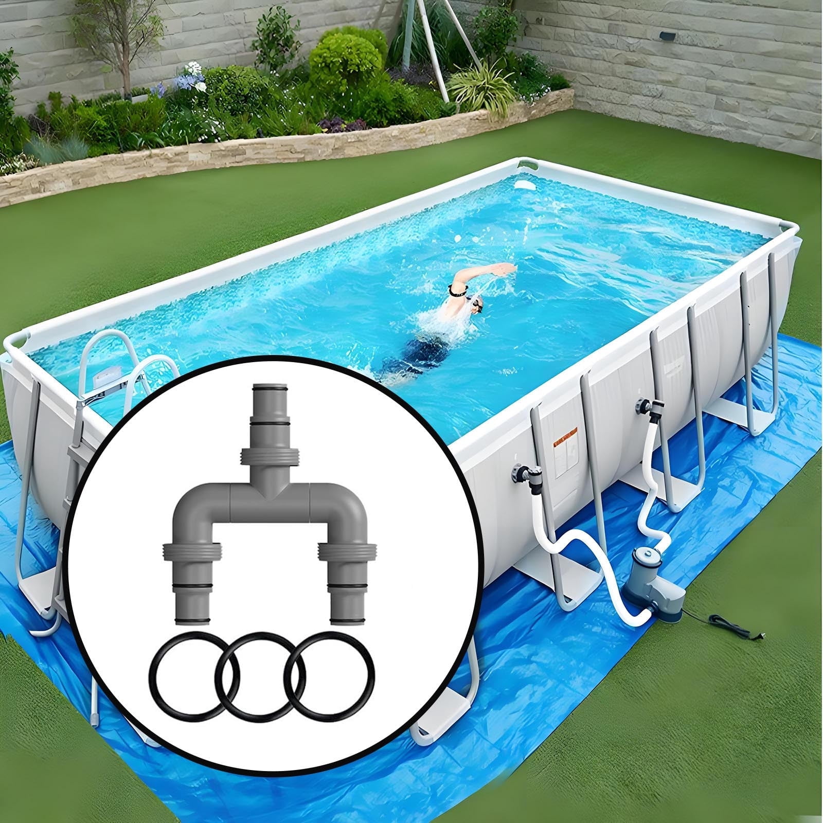 JLFNYA 1.5 Inch T-Joint Water Pipe Connector , Bulkhead Fitting, Garden ...