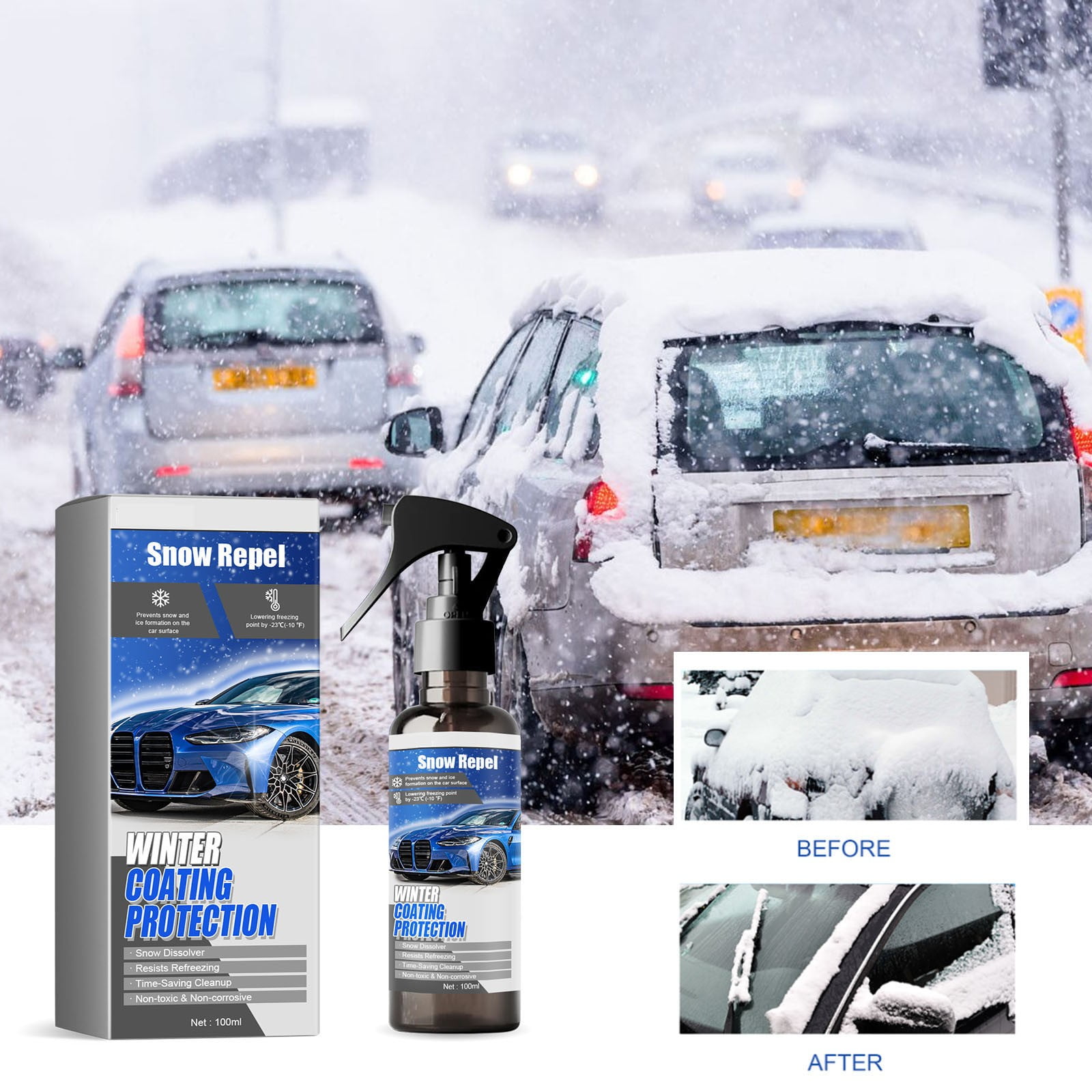 JLFNYA 3 Pcs Car Windshield Snow Melting Spray, Automobile Snow Melting ...