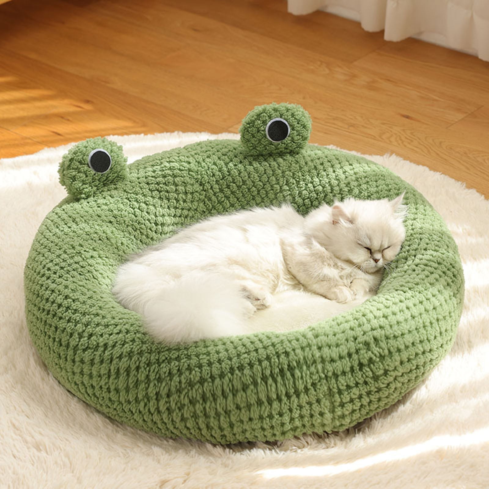 JLFNYA Calming Dog Bed,Plush Anti-Anxiety Green Frog Dog Bed for Small ...