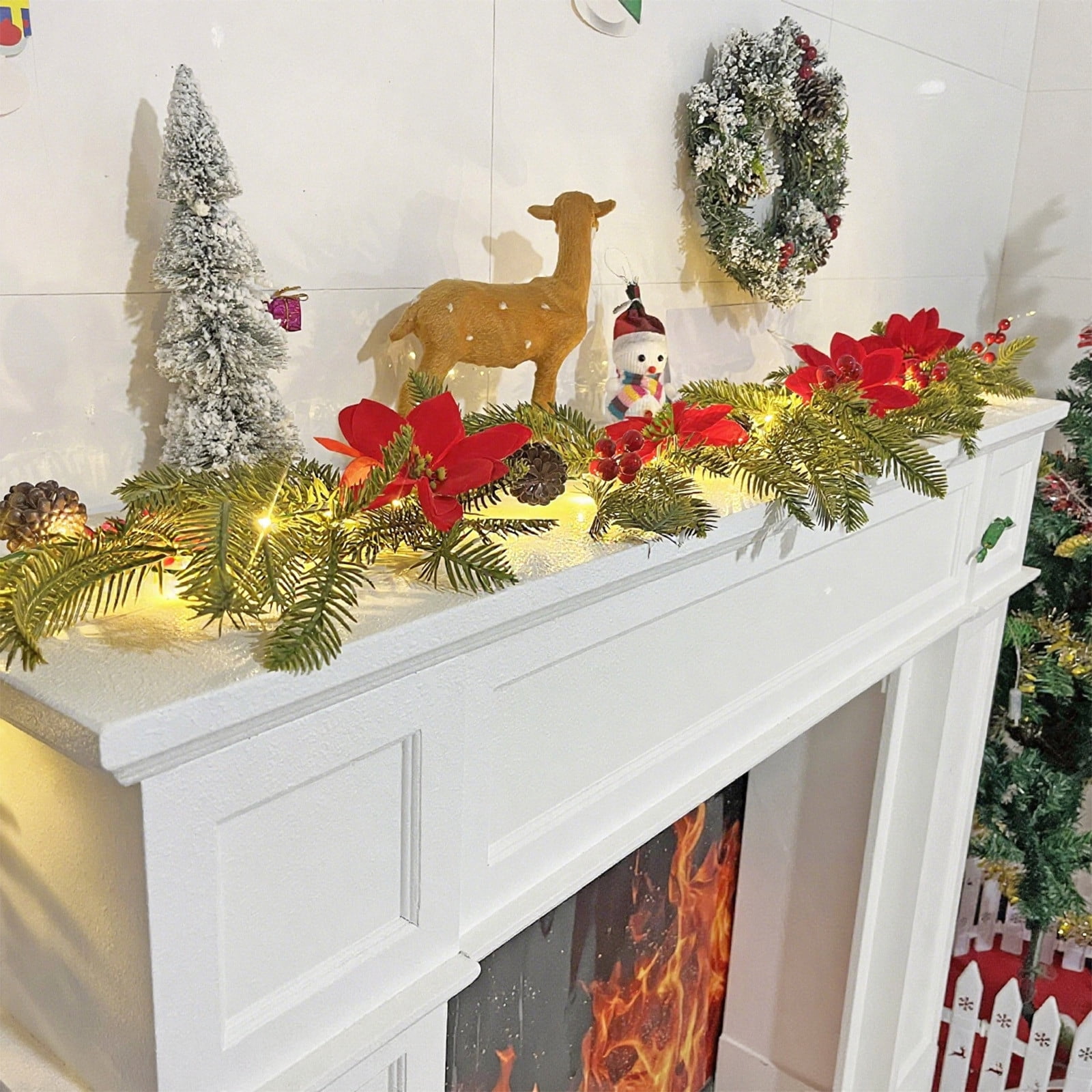 JLFNYA Christmas Garland, 6 Ft Christmas Norfolk Garland, Faux Greenery ...