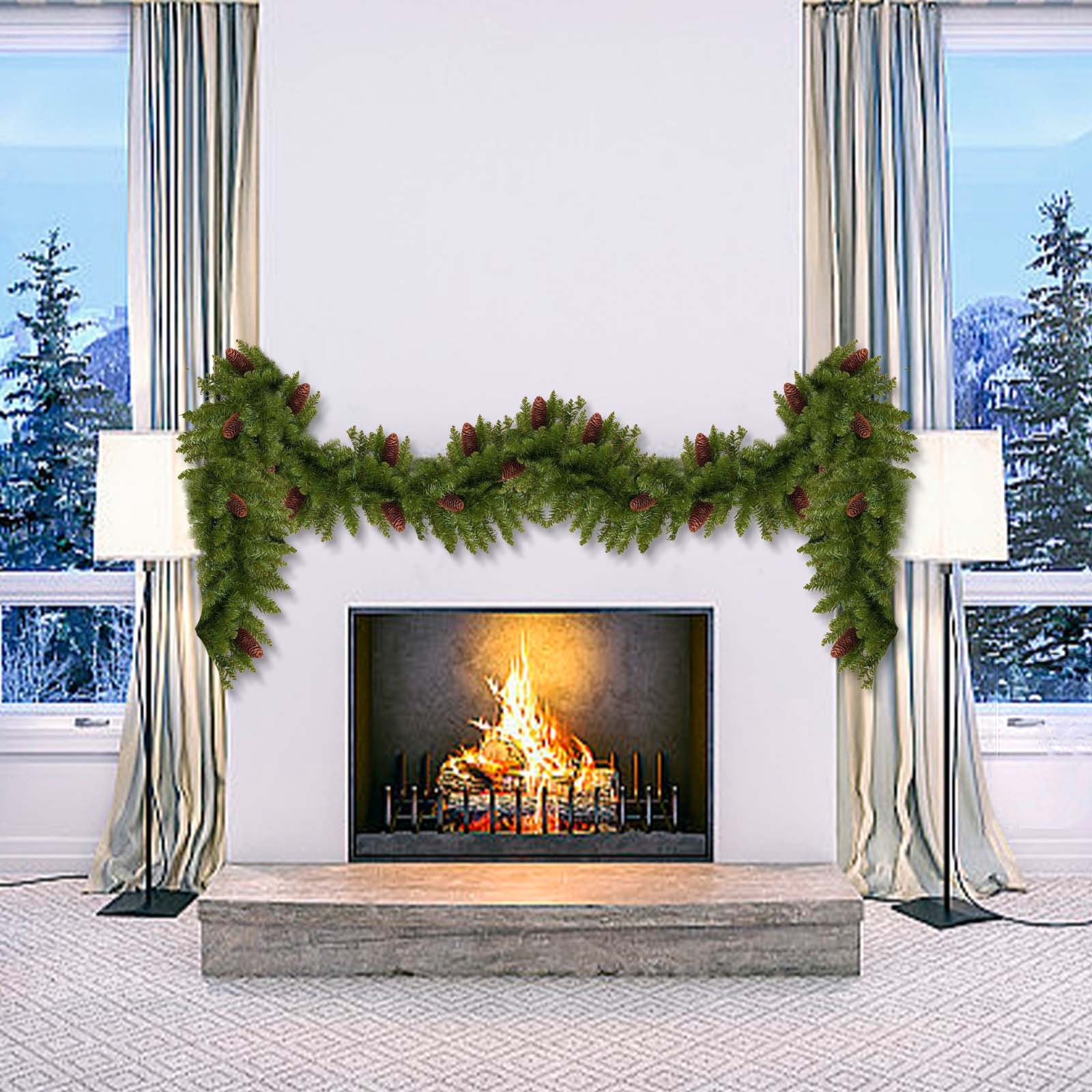 JLFNYA Christmas Garland, 6 Ft Christmas Norfolk Garland, Greenery ...