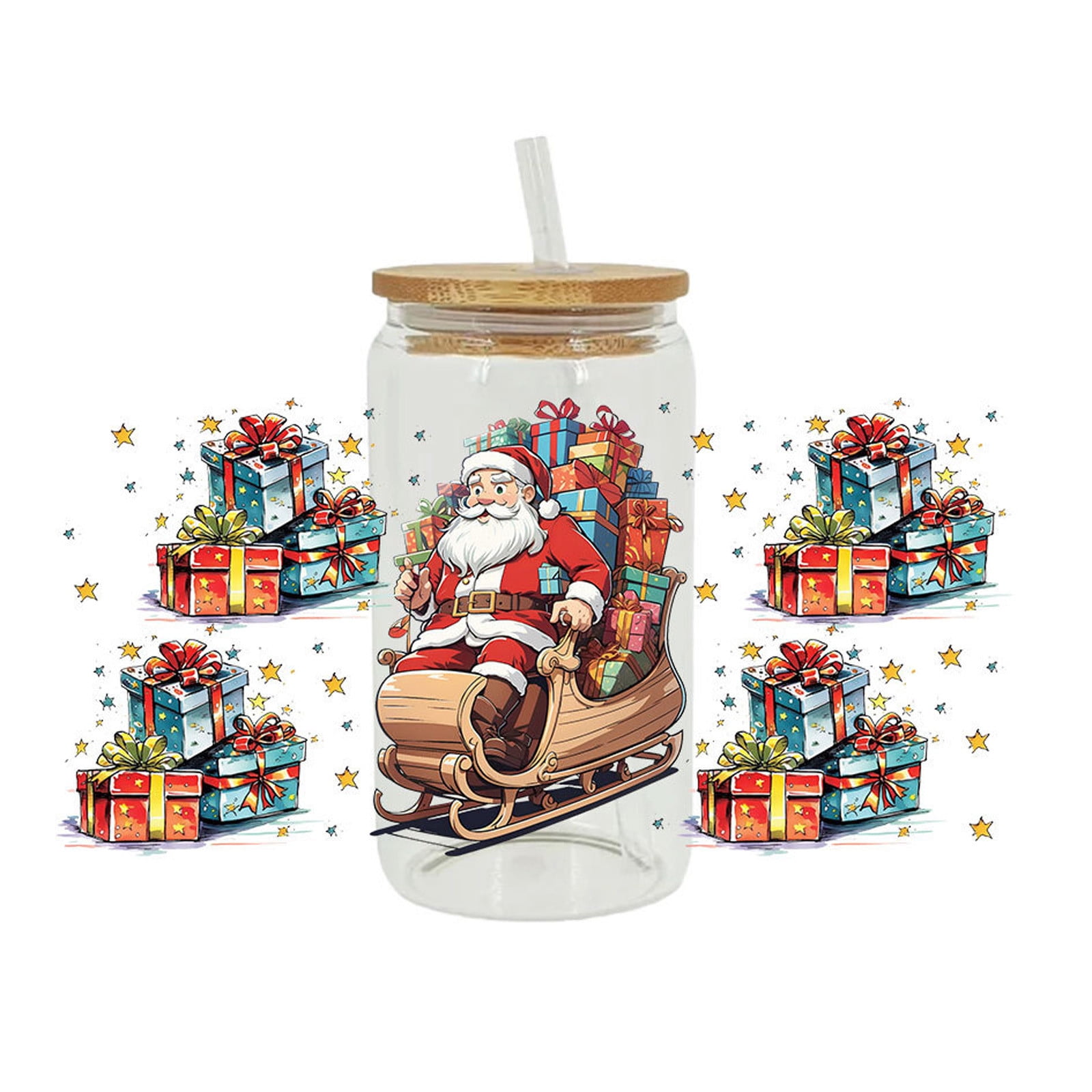 JLFNYA Christmas UV Cup Wrap Transfer Sticker for Glass,Transfers ...