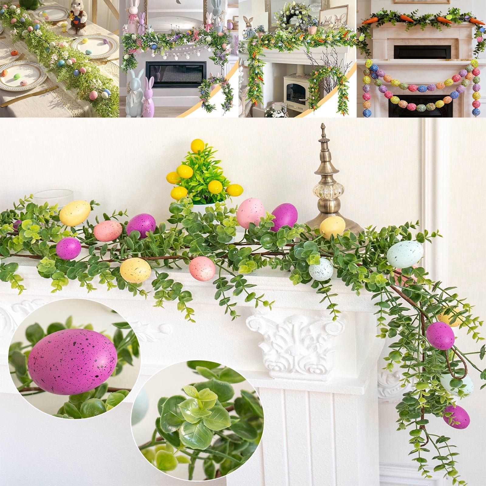 JLFNYA Easter Garland, Easter Garland for Mantle, 45.28" Easter ...