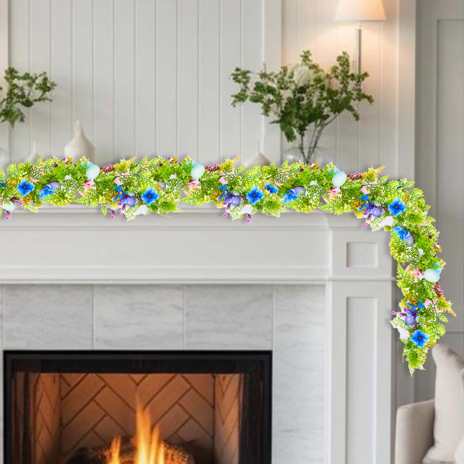 JLFNYA Easter Garland，Easter Garland for Mantel, 74.8" Extra-Long ...