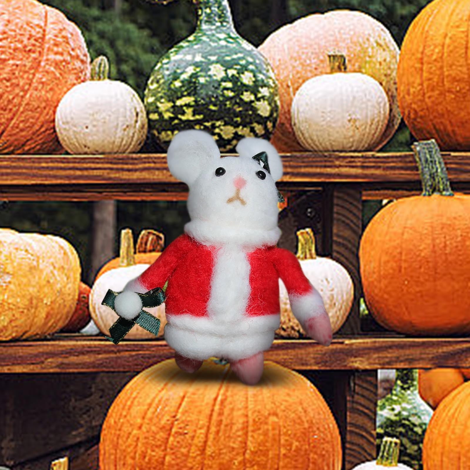 JLFNYA Felt Mouse with Pumpkin Birthday Cake Mouse Cane Mouse Hat Mouse ...