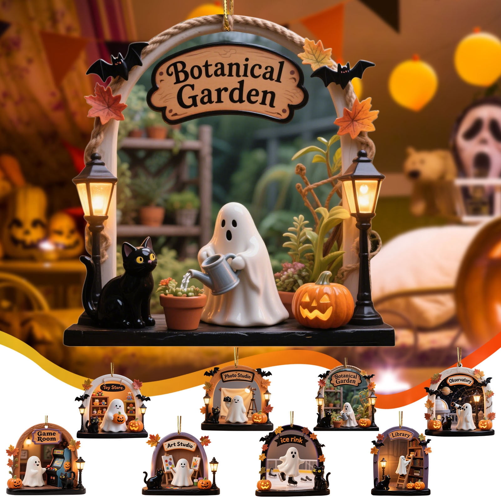 JLFNYA Halloween Decor Indoor, Halloween Ornaments, Reading Ghost ...