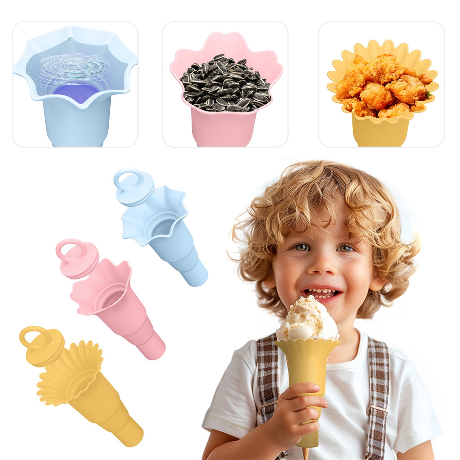 JLFNYA Ice Cream Cups,Flower Shaped Ice Cream Snacks Cup,Colorful ...