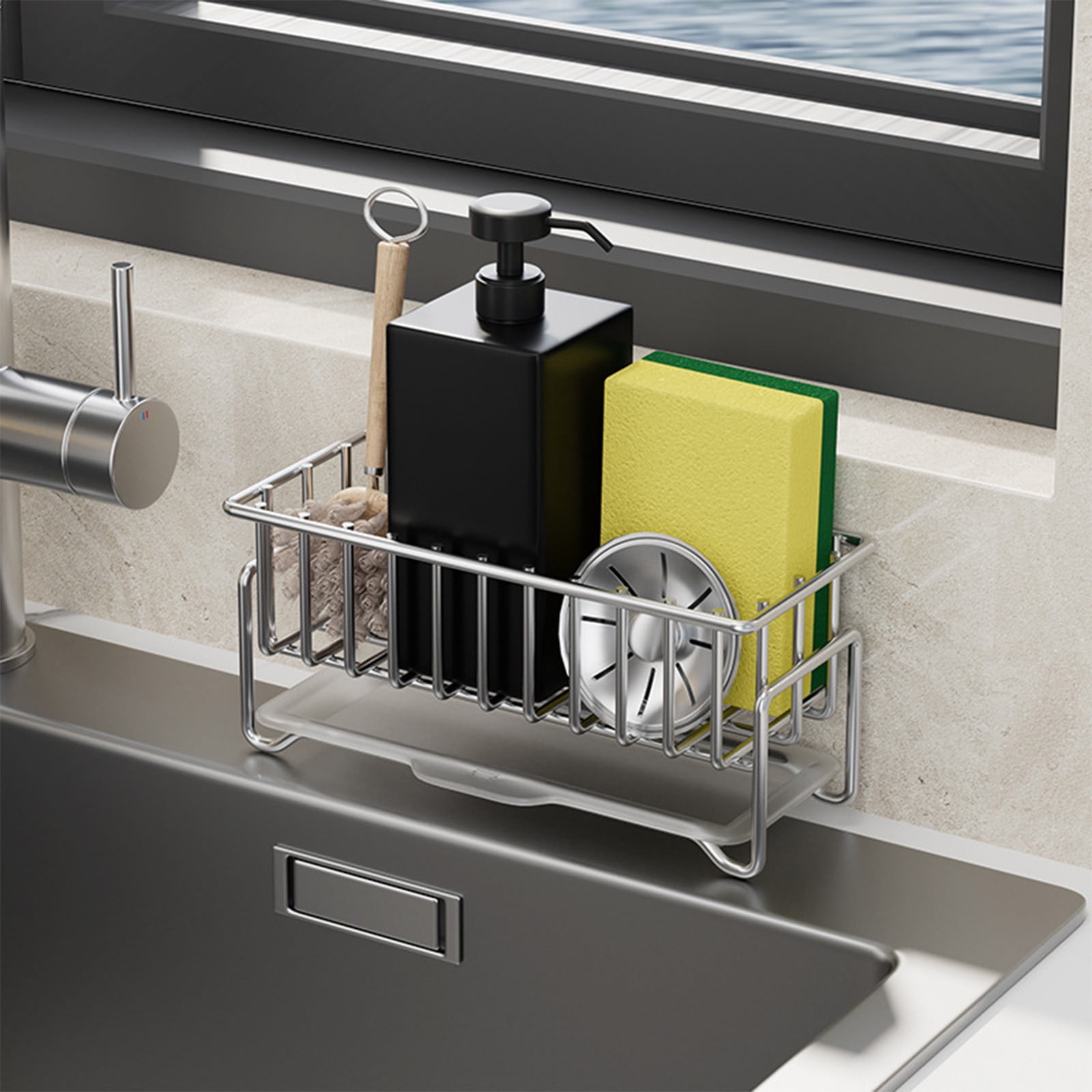 JLFNYA Kitchen Sink Caddy Organizer, Over Sink Drainable Caddy for ...