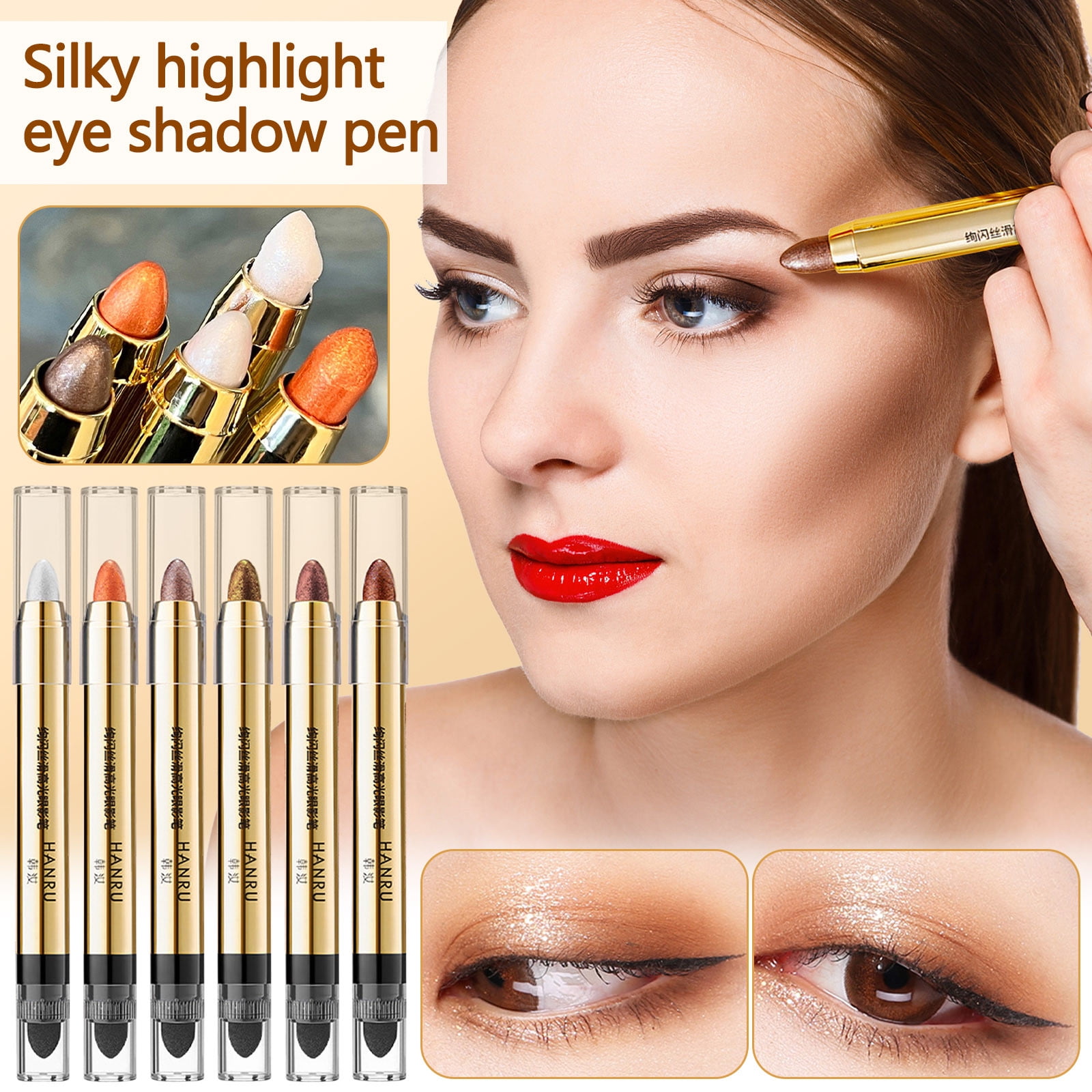 JLFNYA Shimmer Stick,Cream Single Eyeshadow Stick with Blending Brush ...