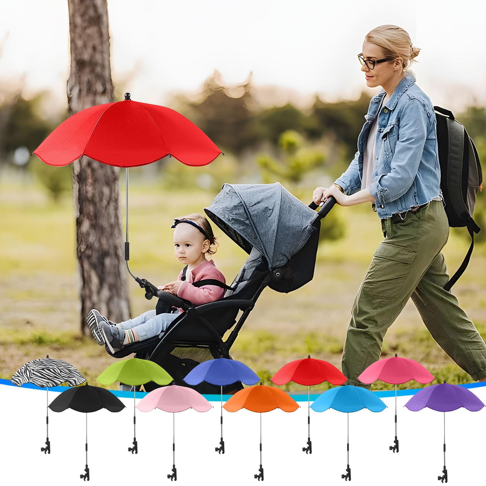 JLFNYA Stroller Umbrella,Sun Umbrella,Universal Clamp on Umbrella ...