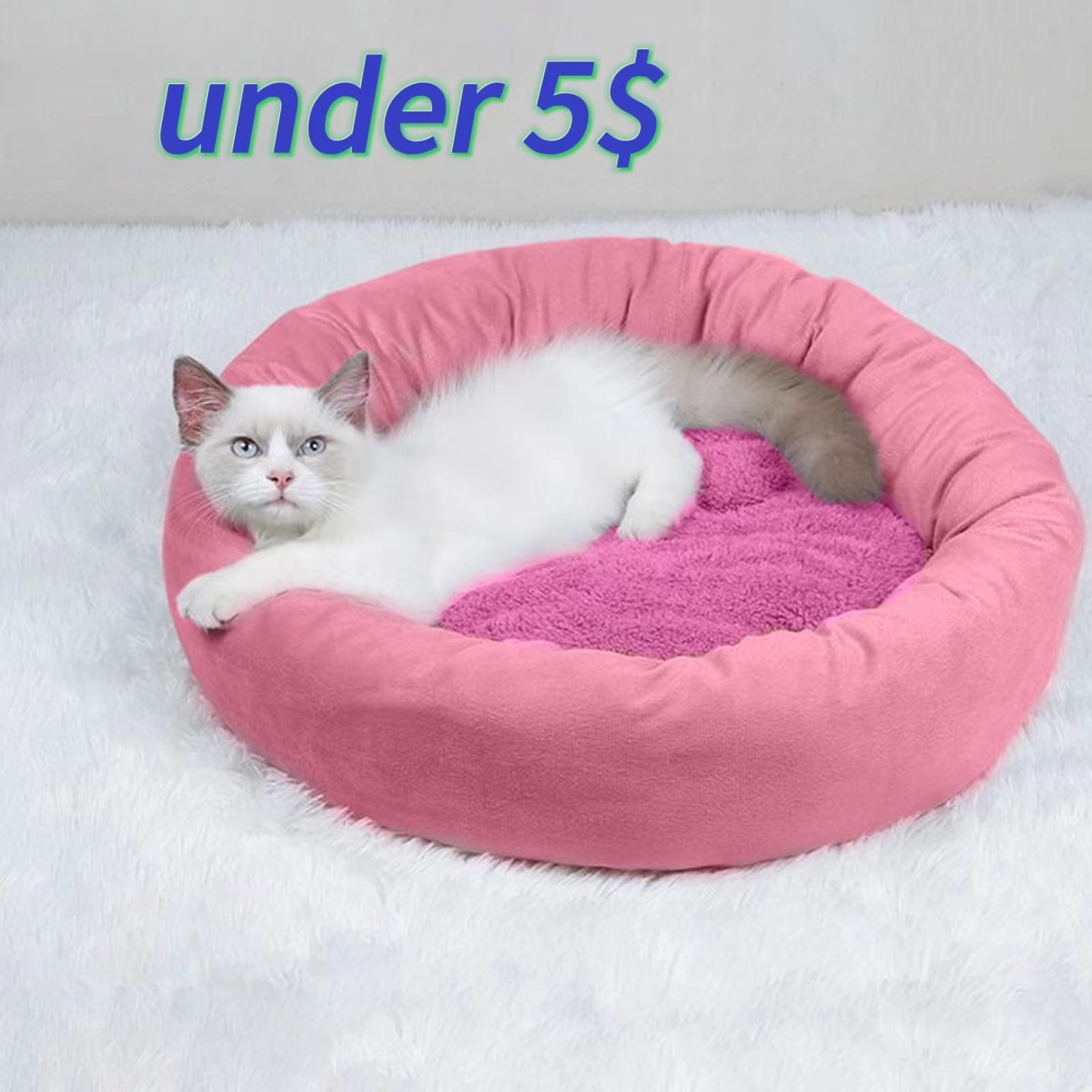 JLFNYA Three-piece Set Of Round Dog Kennel, Plush Dog Mattress ...