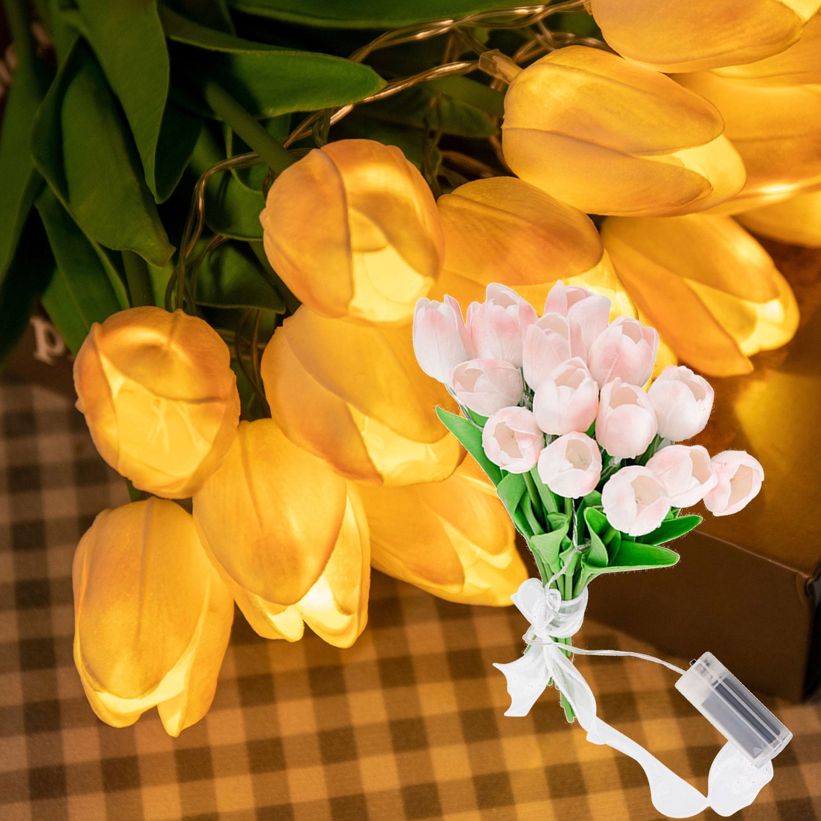 JLFNYA Tulips Artificial Flowers,LED Lighted Flower Real Touch Tulip ...