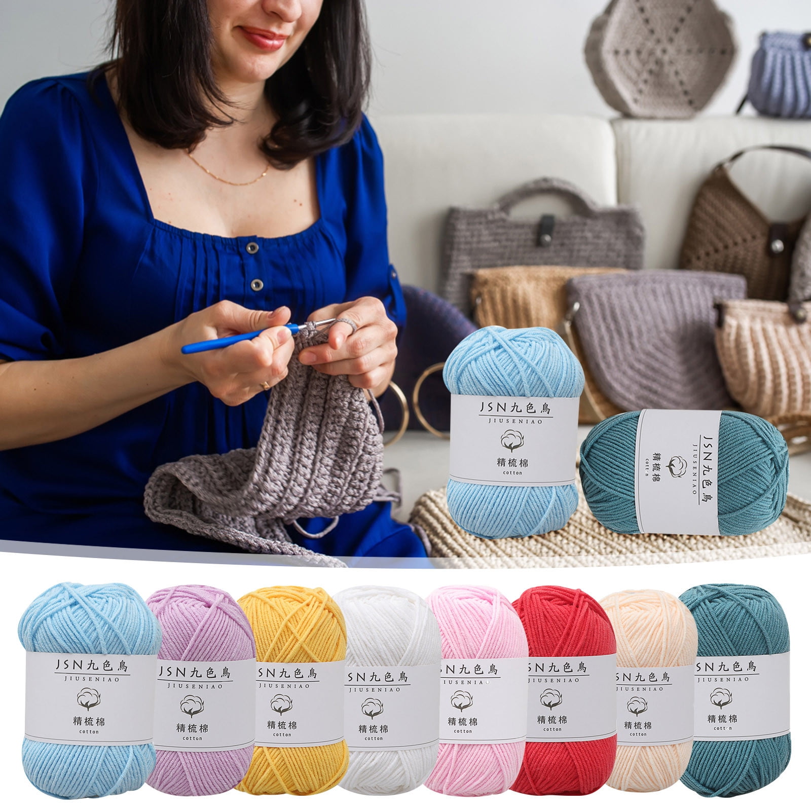 JLFNYA Yarn Clearance,Crochet Thread,4 Strands Of Combed Milk Cotton ...