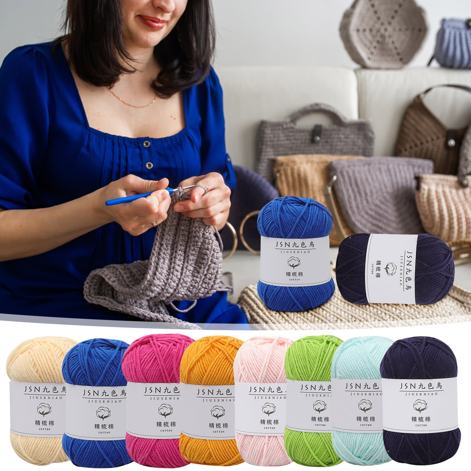 JLFNYA Yarn Clearance,Crochet Thread,4 Strands Of Combed Milk Cotton Thread Diy ,Soft Crochet ...